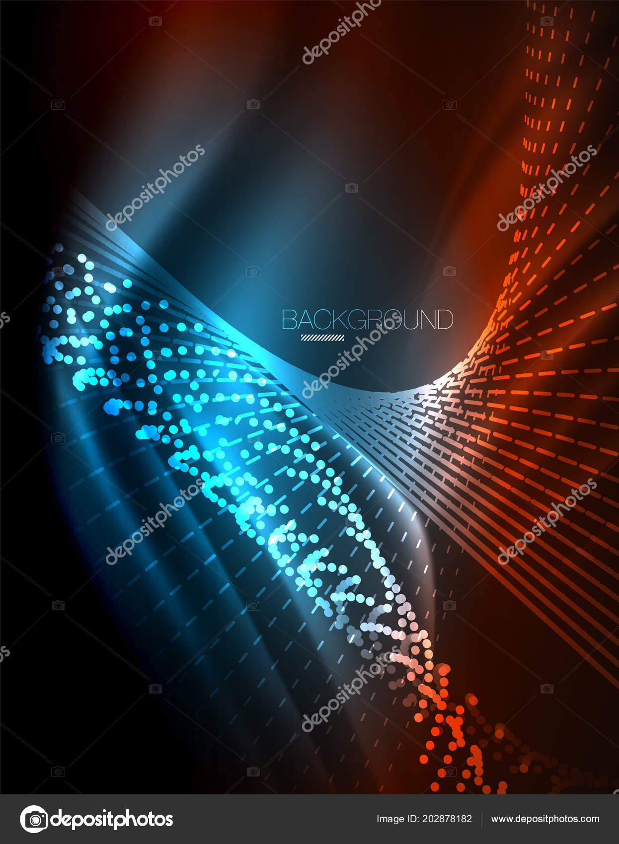 Smooth light effect, straight lines on glowing shiny neon dark ...