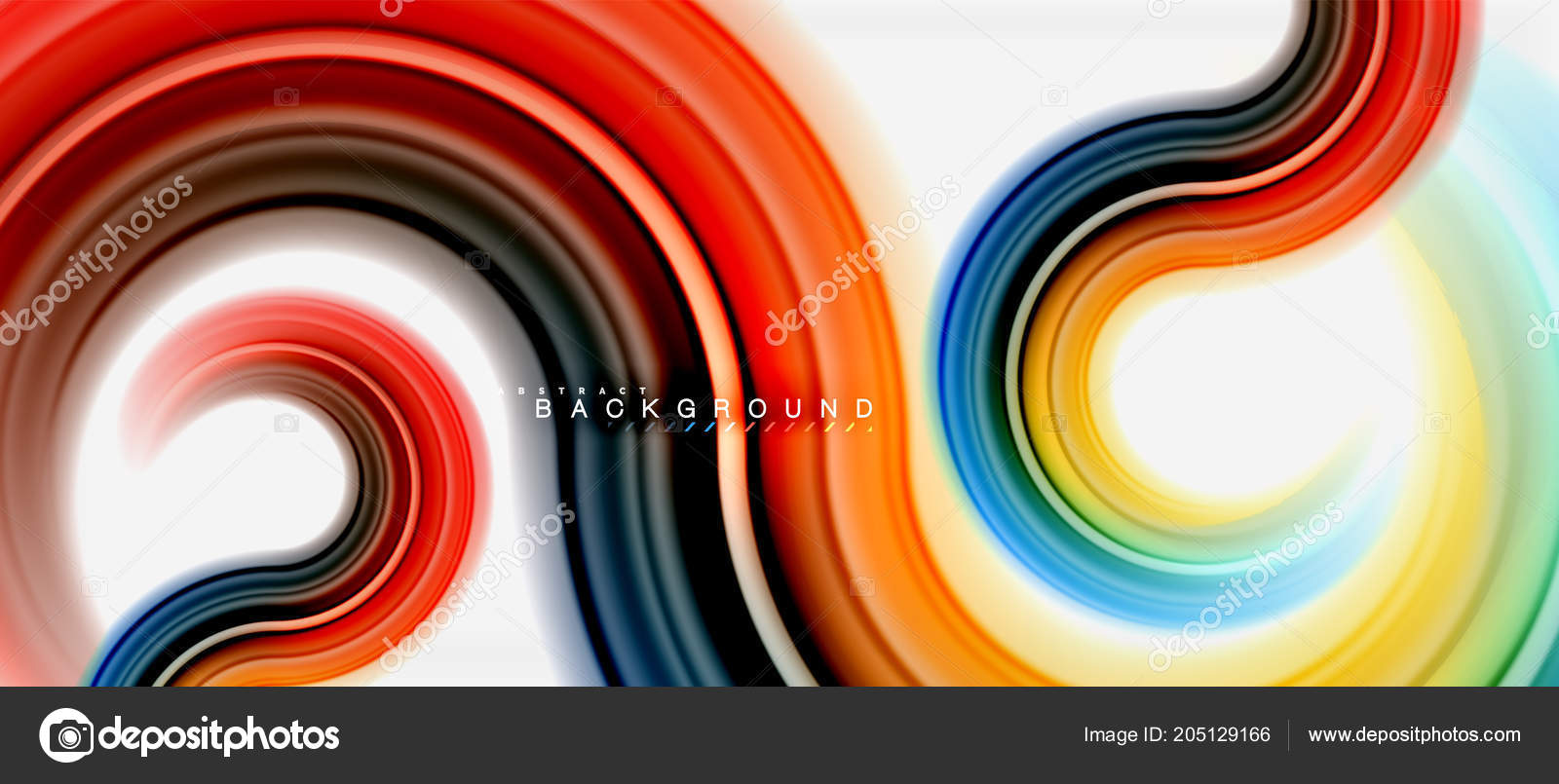 Rainbow fluid color line abstract background - swirl and circles ...