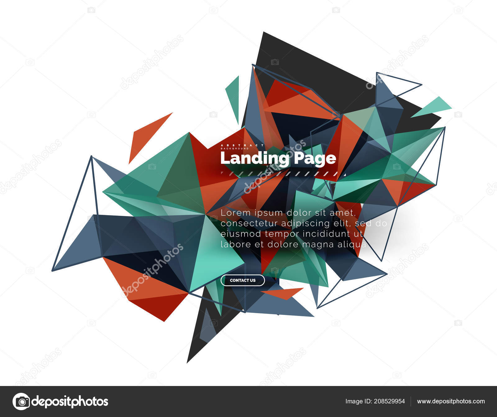 Triangular design abstract background, landing page. Low poly style ...