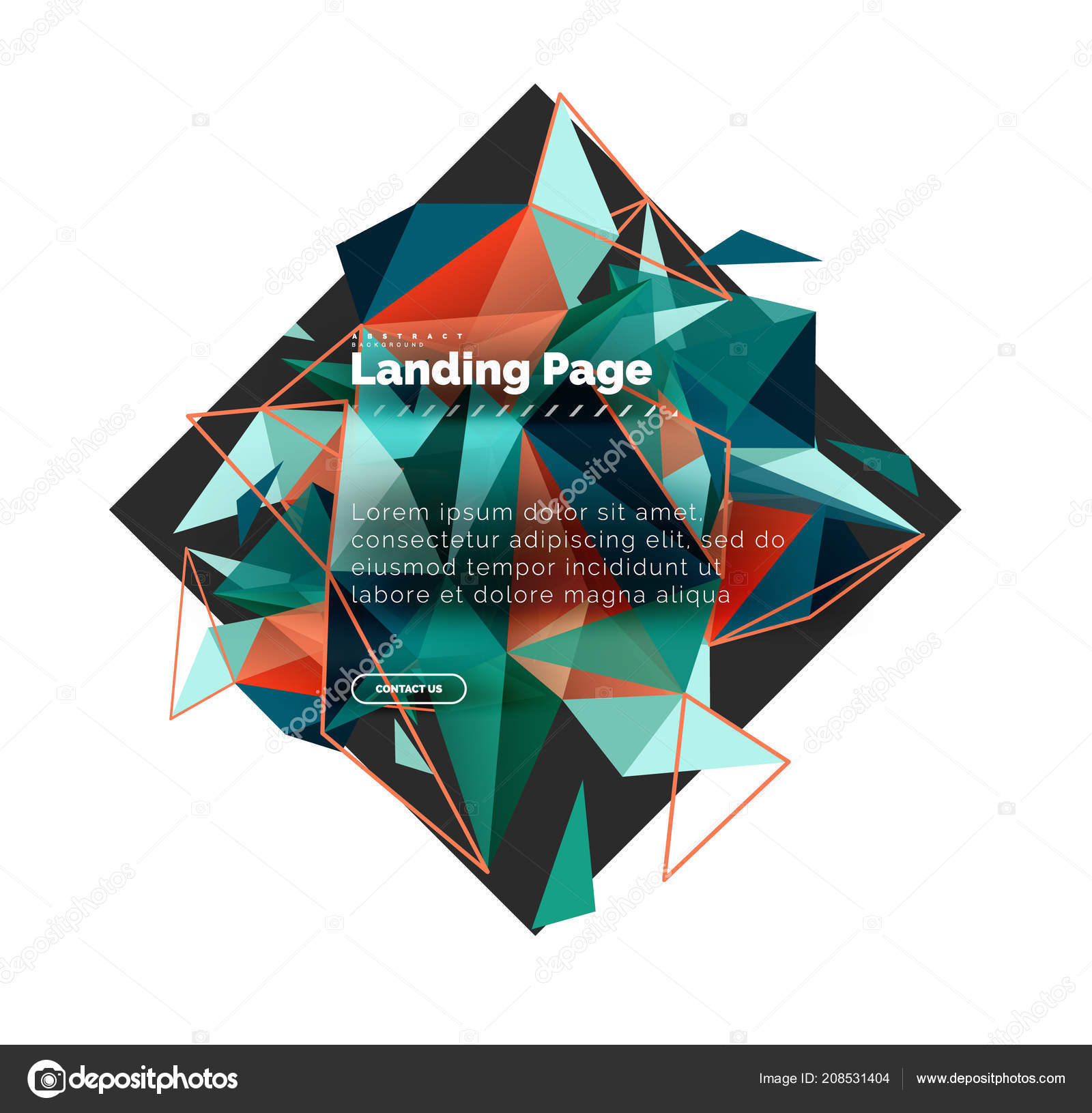 Triangular design abstract background, landing page. Low poly style ...