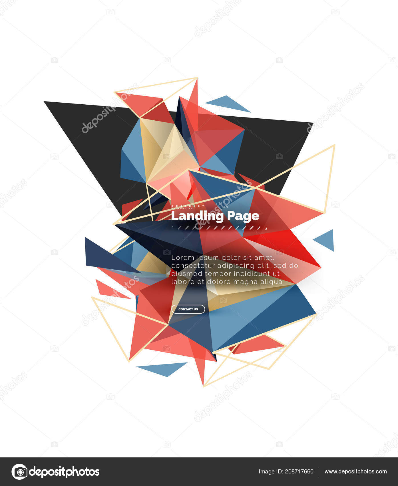Triangular design abstract background, landing page. Low poly style ...