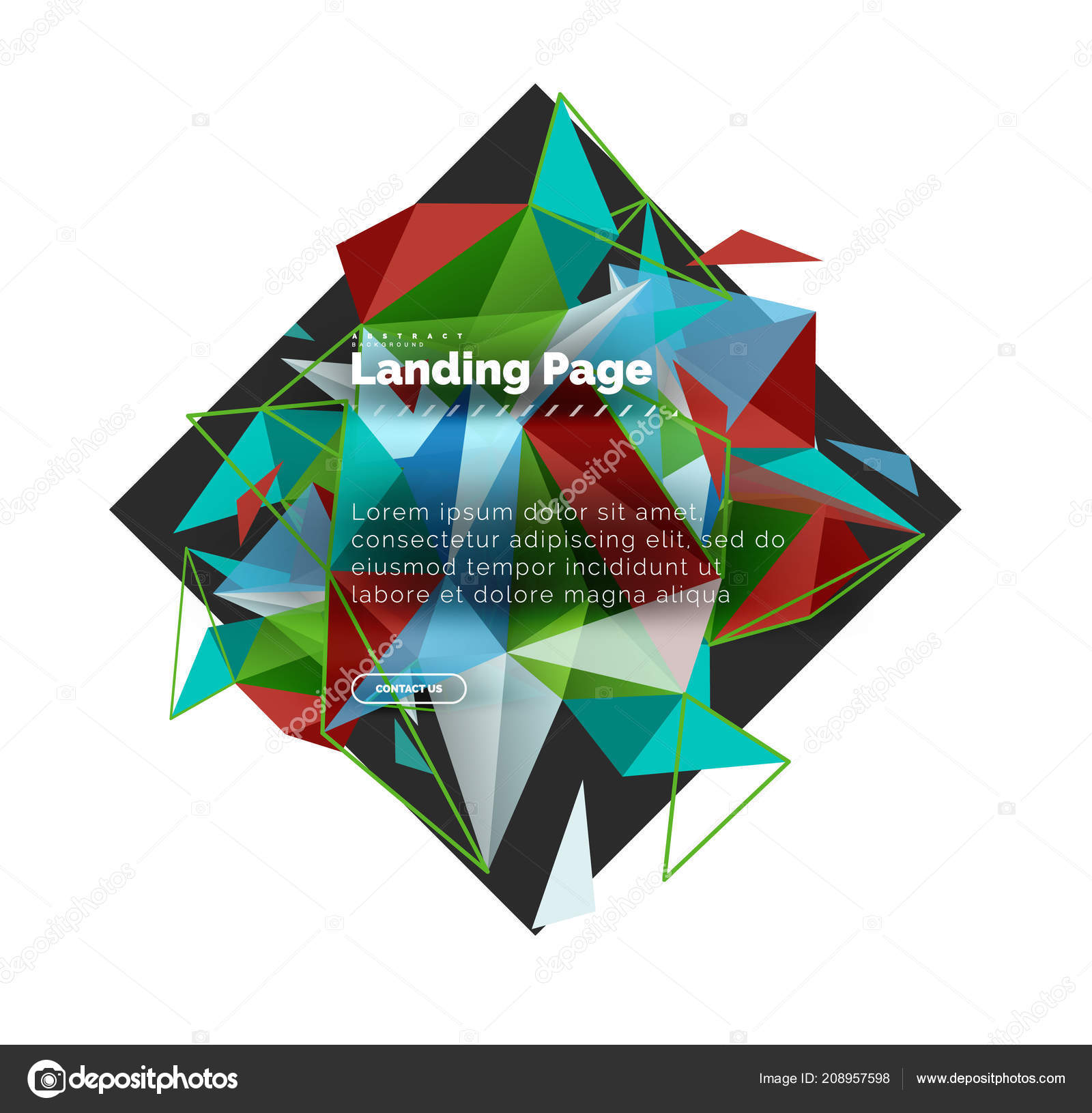 Triangular design abstract background, landing page. Low poly style ...