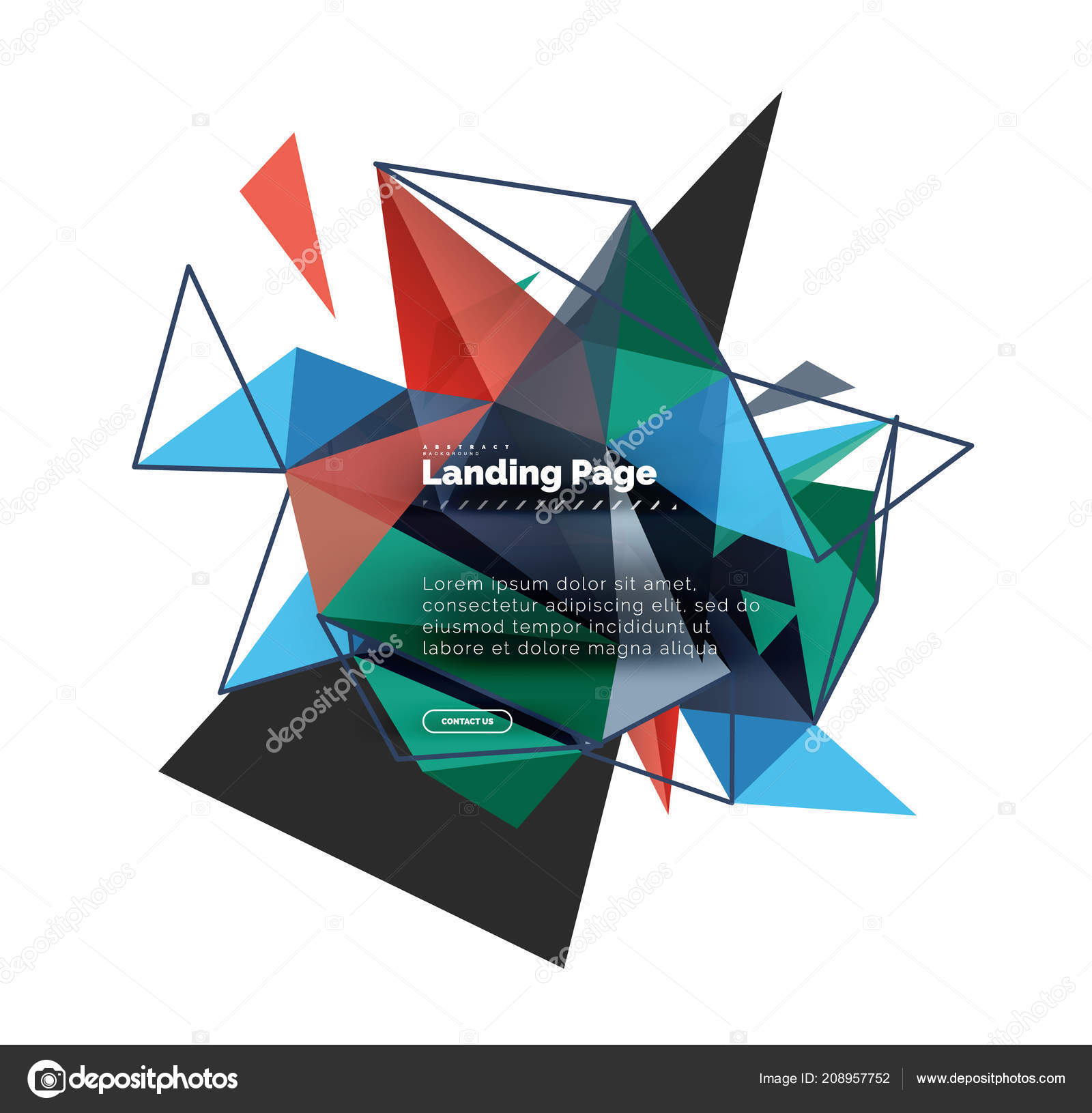 Triangular design abstract background, landing page. Low poly style ...