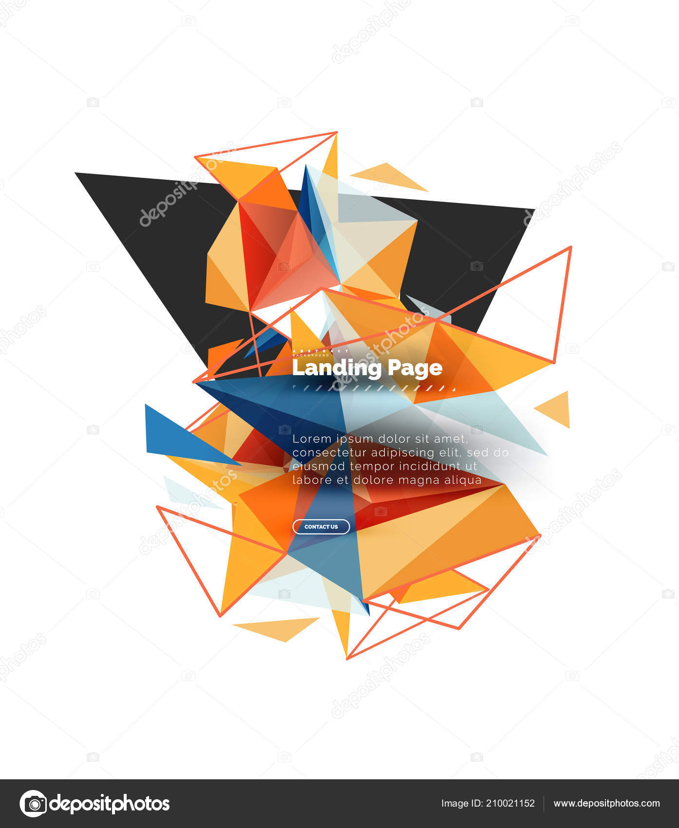 Triangular design abstract background, landing page. Low poly style ...