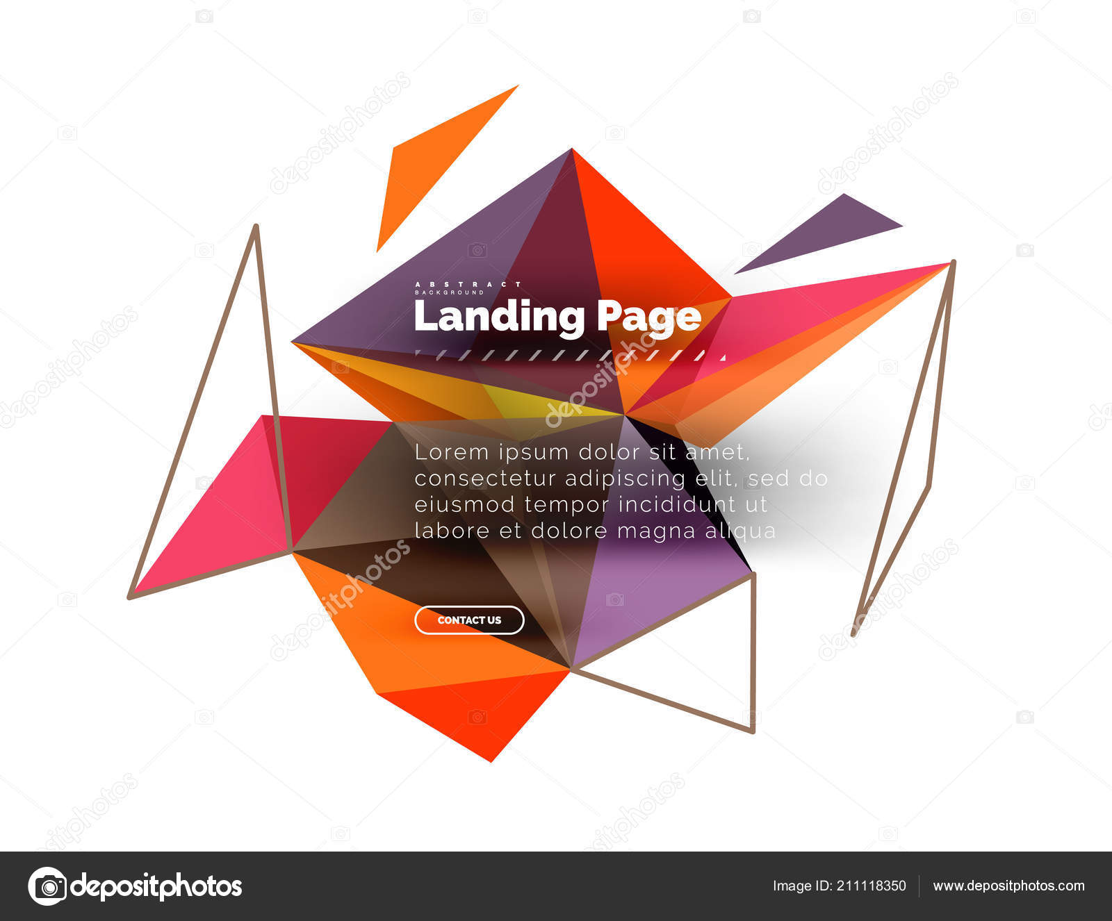Triangular design abstract background, landing page. Low poly style ...