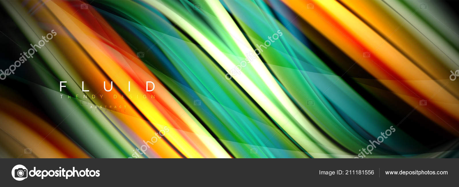 Wave fluid flowing colors motion effect, holographic abstract ...