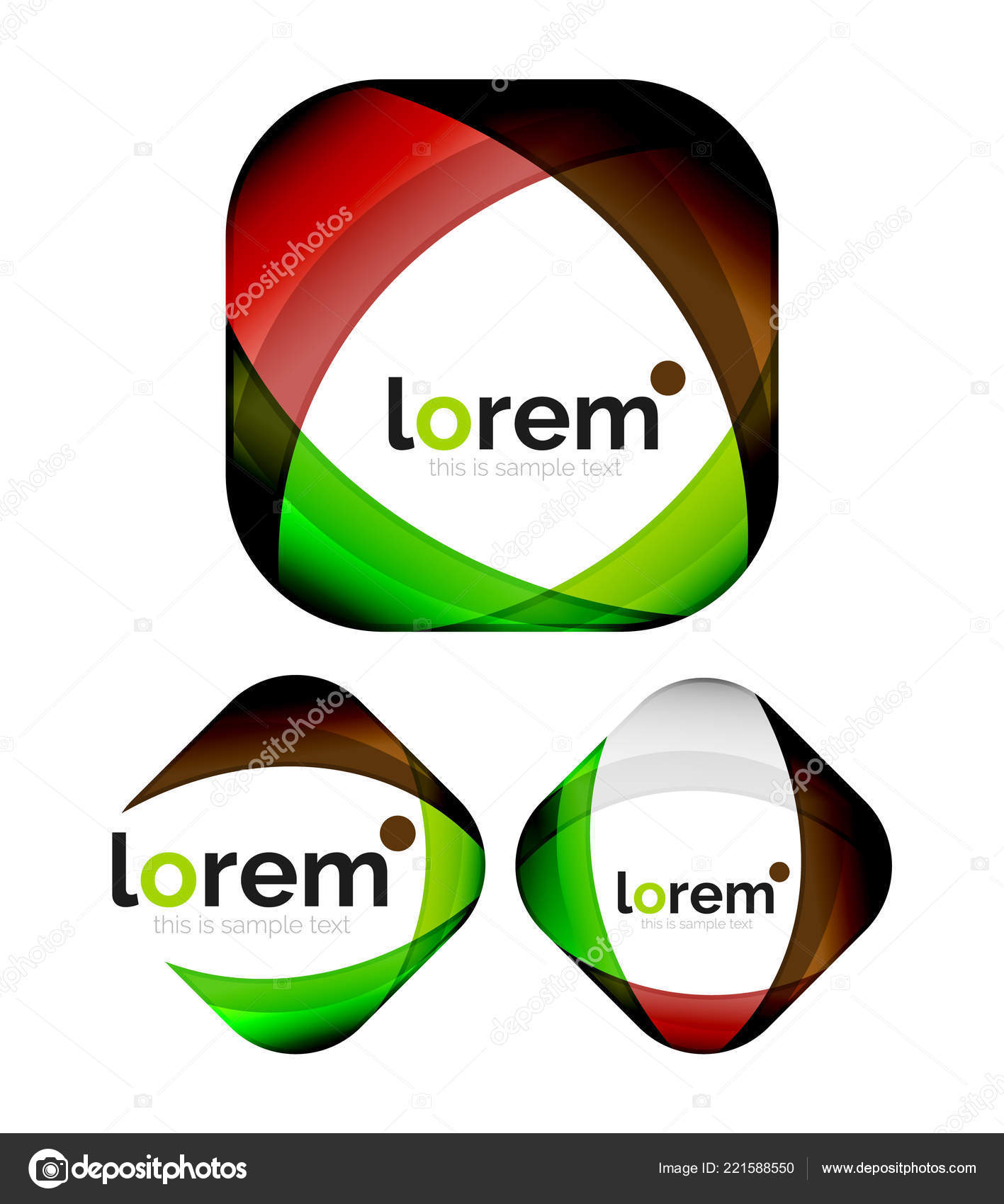 Set of geometric shape convergence logo design templates Stock Vector ...