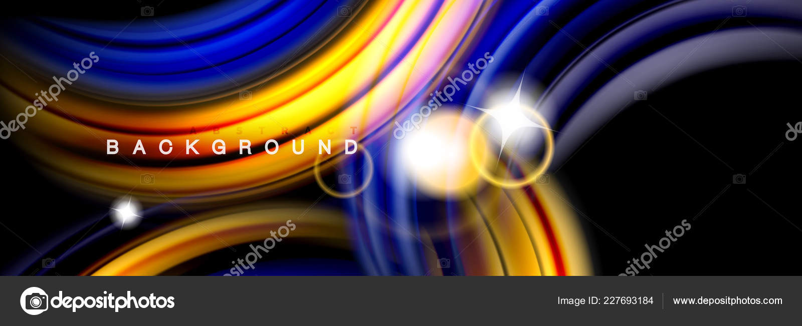 Background abstract design, flowing mixing liquid color waves on black ...