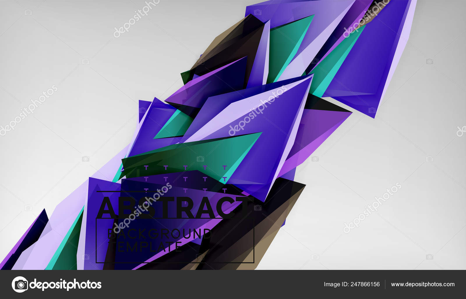 Desain latar belakang geometris segitiga 3d, templat poster modern ...