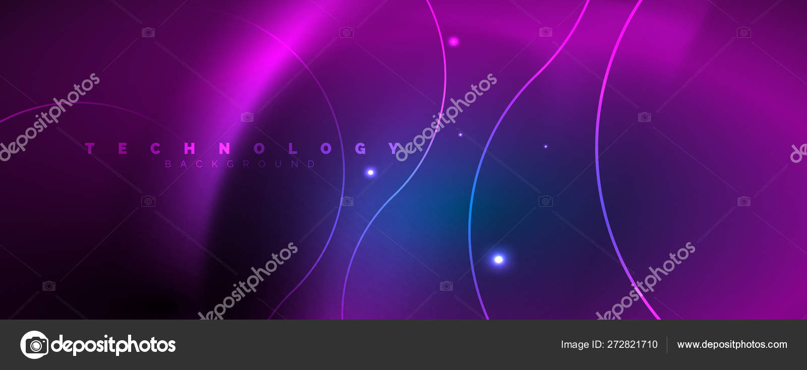 Trendy neon blue abstract design with waves and circles. Neon light ...