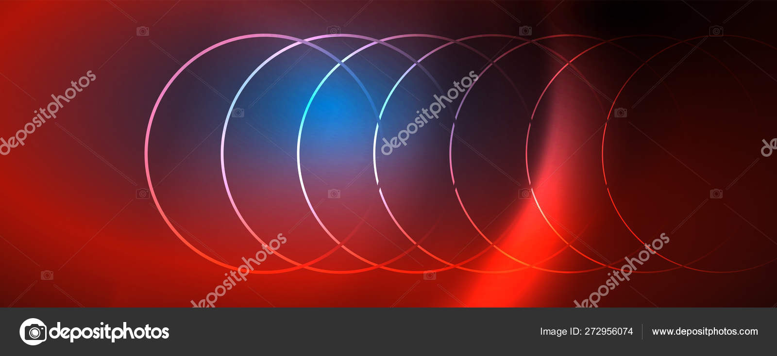 Trendy neon blue abstract design with waves and circles. Neon light ...