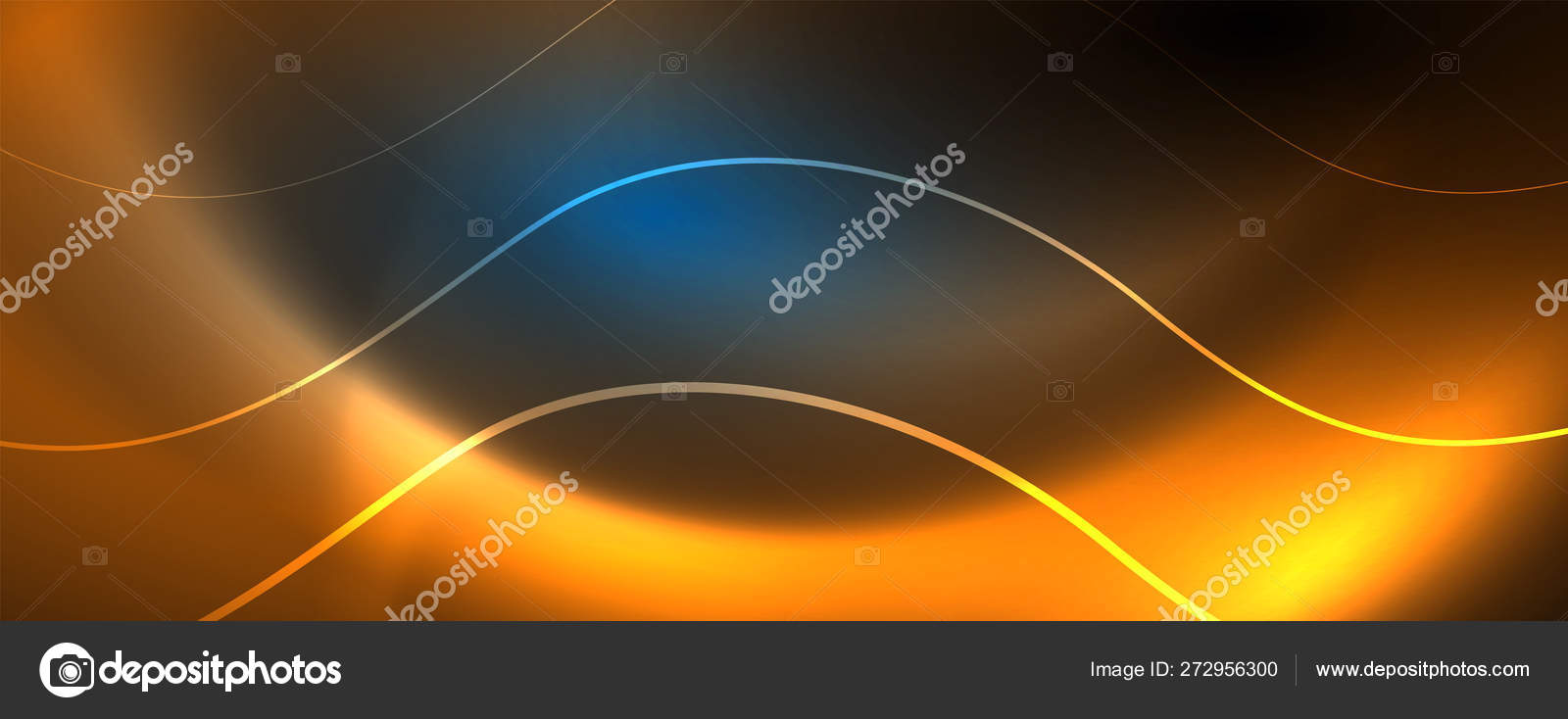 Trendy neon blue abstract design with waves and circles. Neon light ...