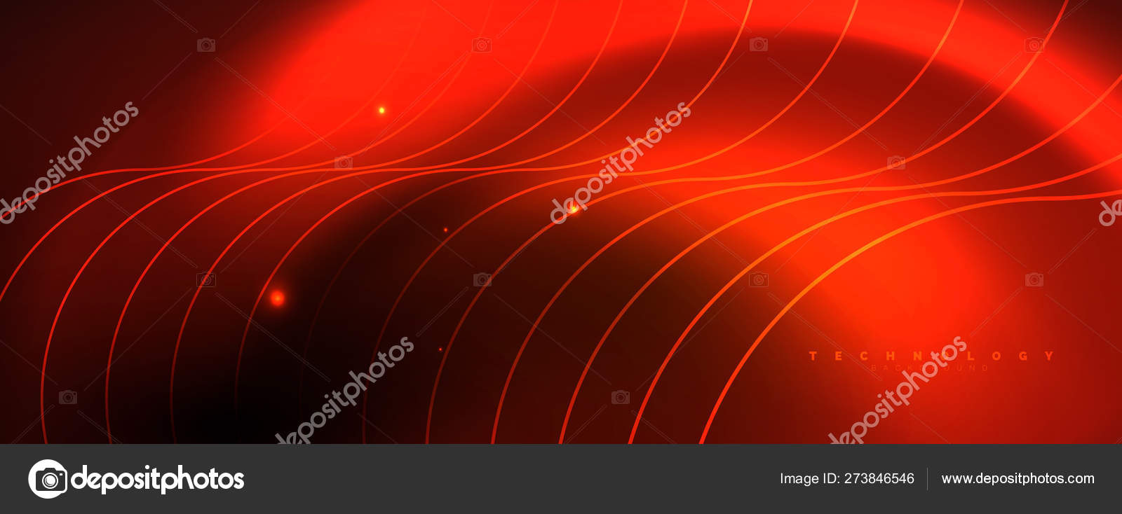 Bright neon circles and wave lines, glowing shiny background design template, digital techno ...