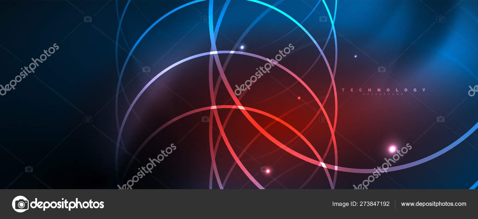 Trendy neon blue abstract design with waves and circles. Neon light ...
