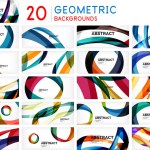 Set of geometric waves, circles and stripes on white background ...