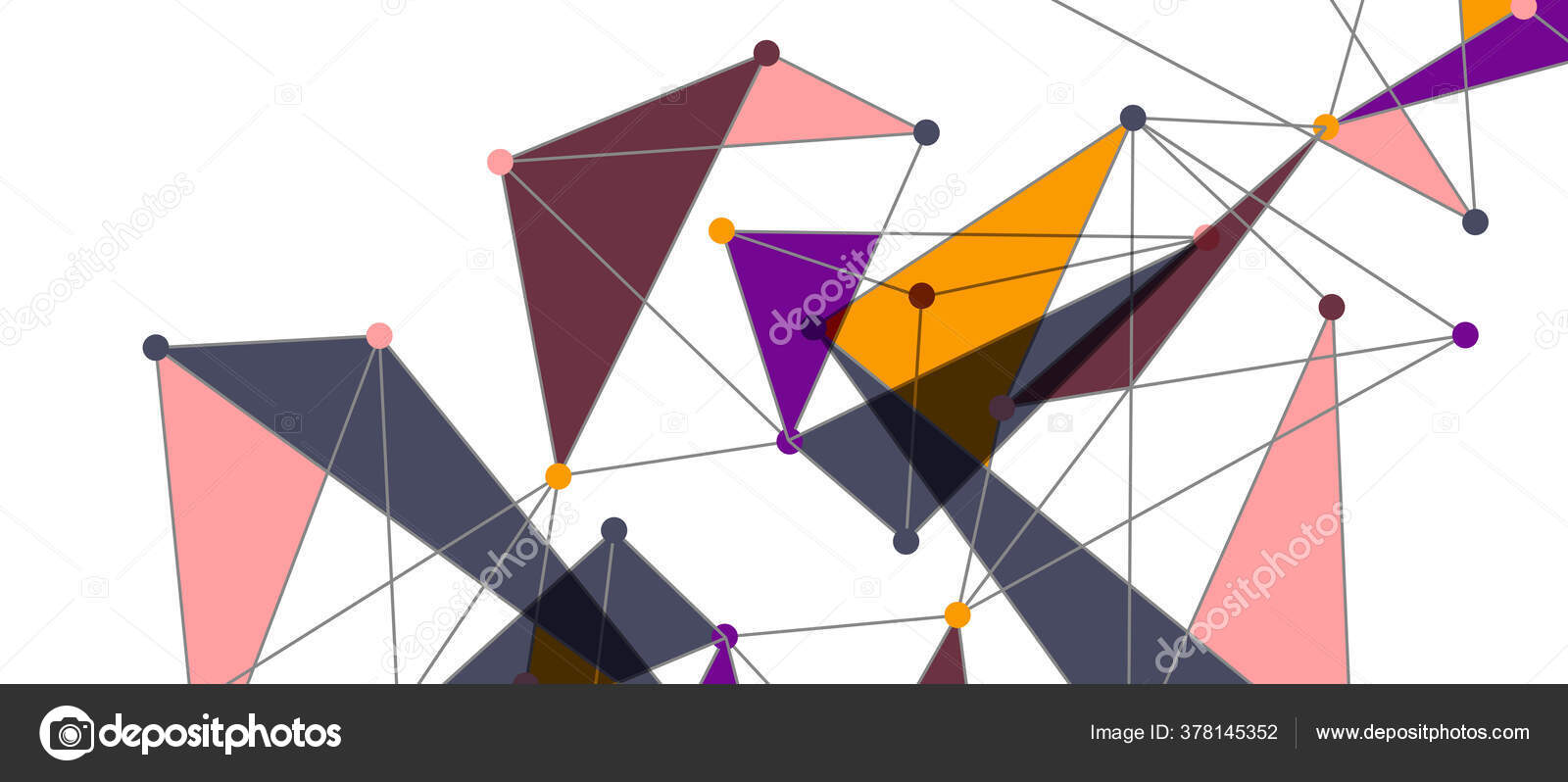 Line points connections, triangular technology design. Abstract ...