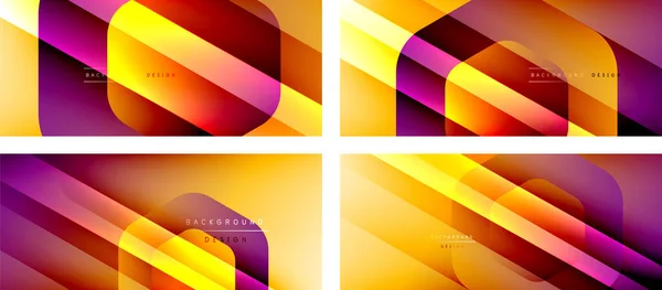 Set of hexagon geometric shapes and fluid gradients with 3d shadow and ...