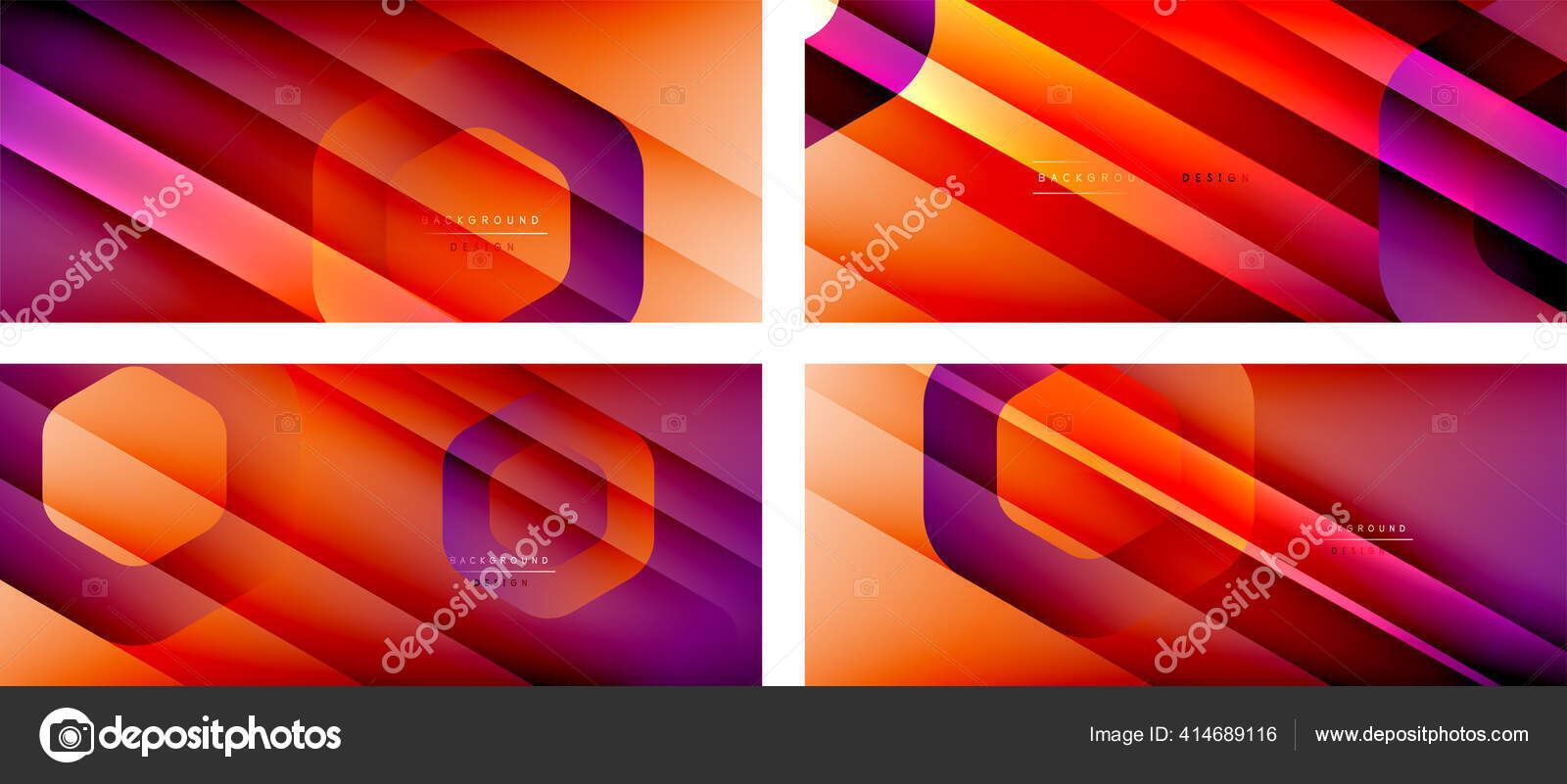 Set of hexagon geometric shapes and fluid gradients with 3d shadow and ...