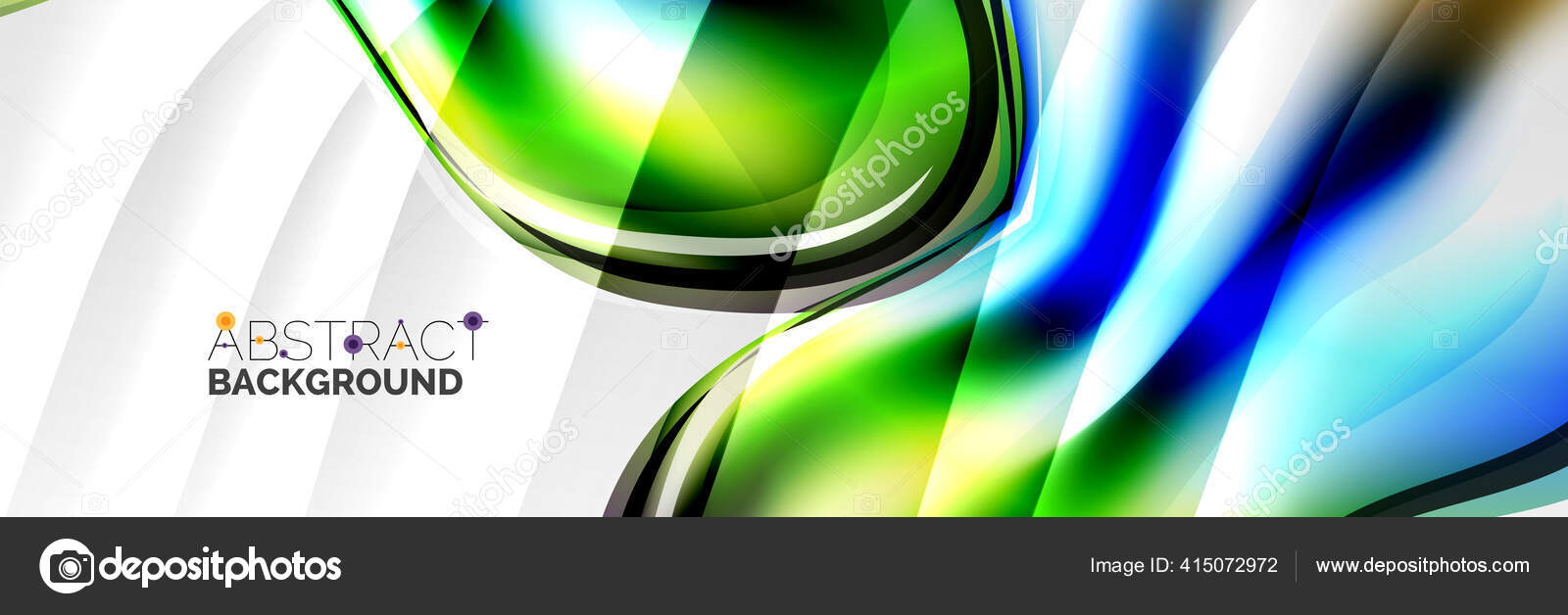 Vector abstract background, flowing liquid style bubble with metallic ...