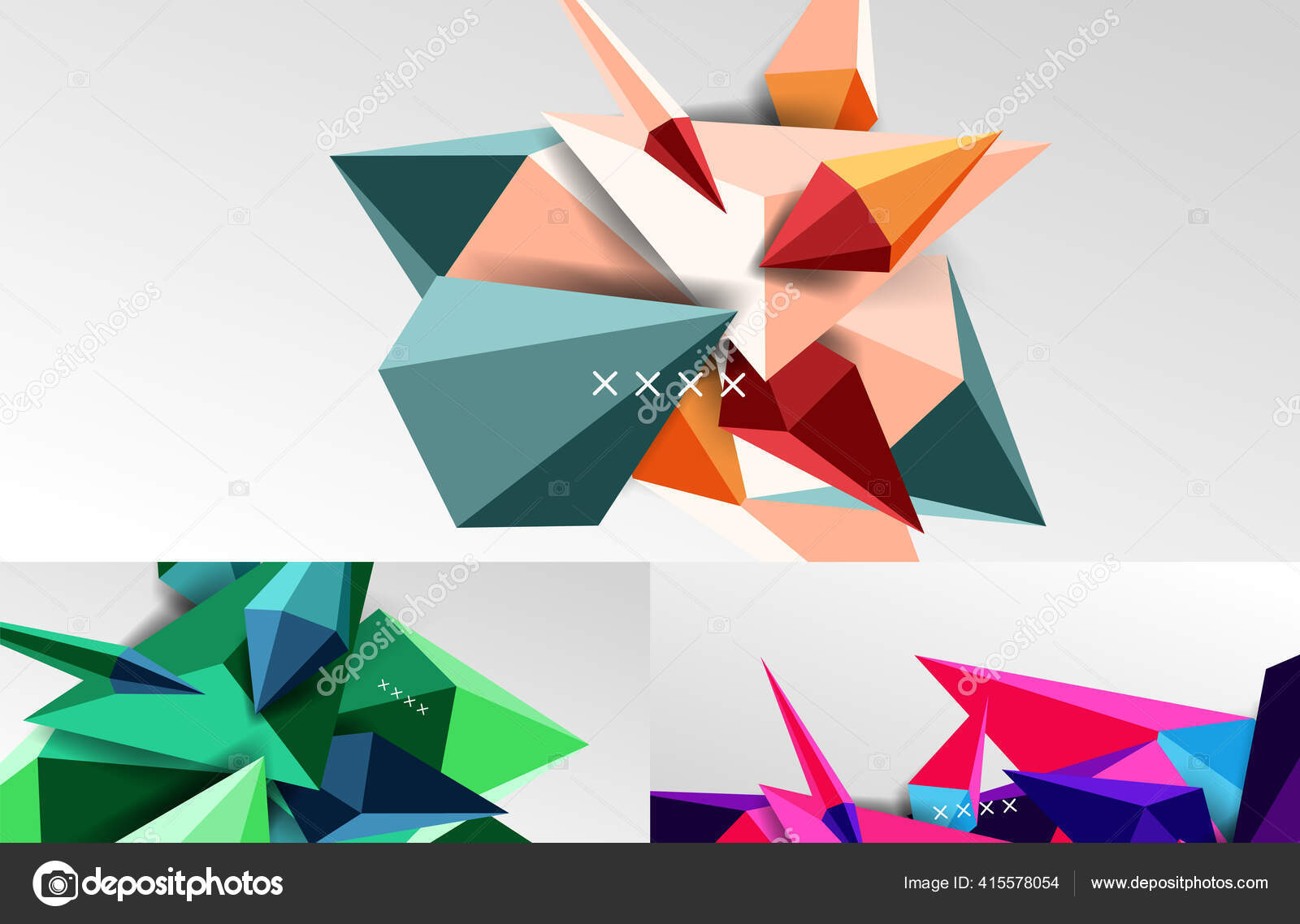 Set of 3d low poly geometric shapes abstract backgrounds Stock Vector ...