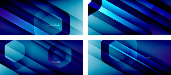 Set of hexagon geometric shapes and fluid gradients with 3d shadow and ...