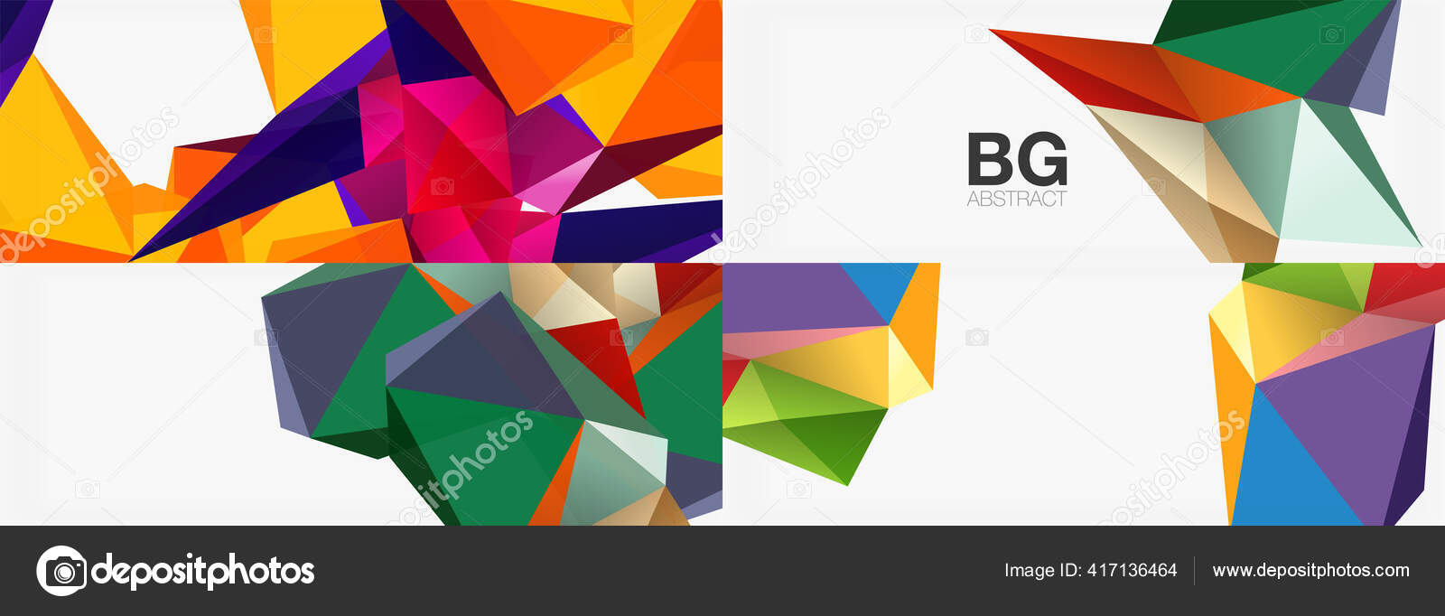 Set of 3d low poly shape geometric abstract backgrounds. Vector ...