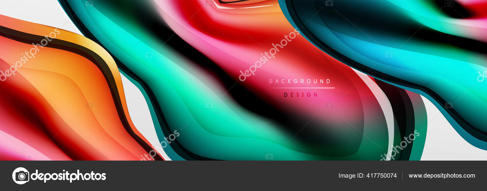 Vector abstract background, flowing liquid style bubble with metallic ...