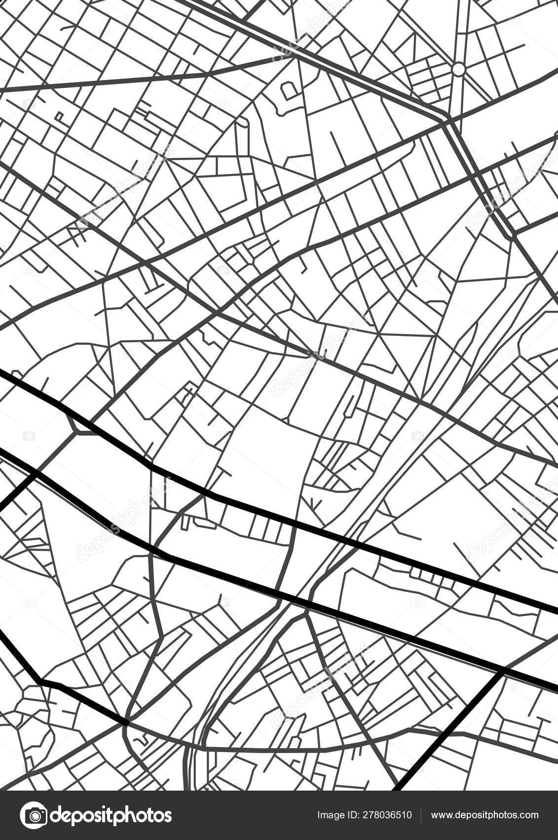 Vector abstract city map in black and white Stock Vector by ©mooo 278036510