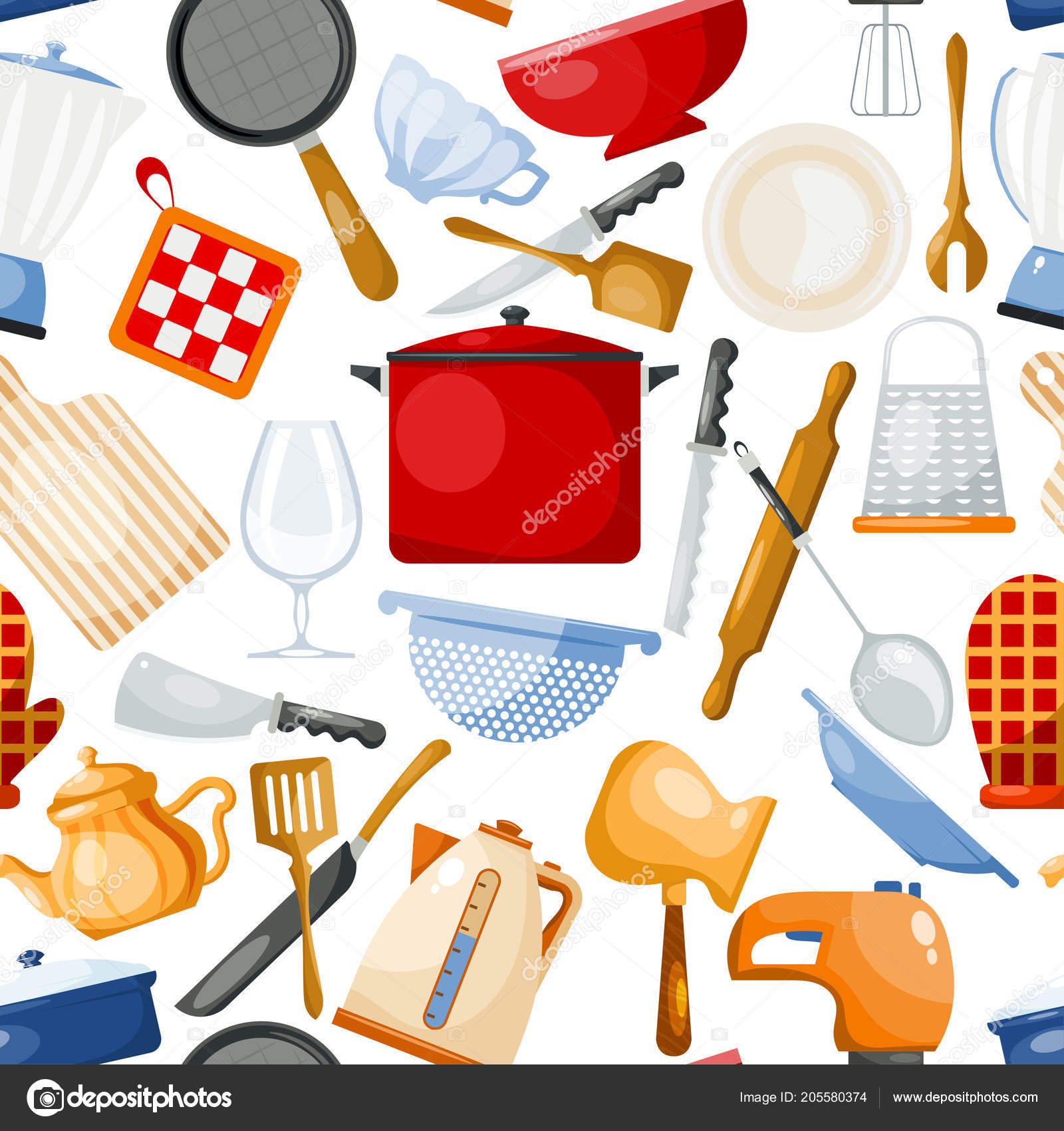 Kitchenware vector cookware for cooking and kitchen utensils or cutlery ...
