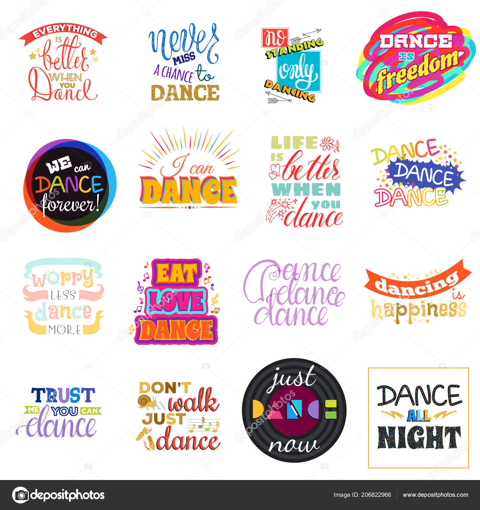 Dance lettering vector dancing sign and dancer typographic print ...