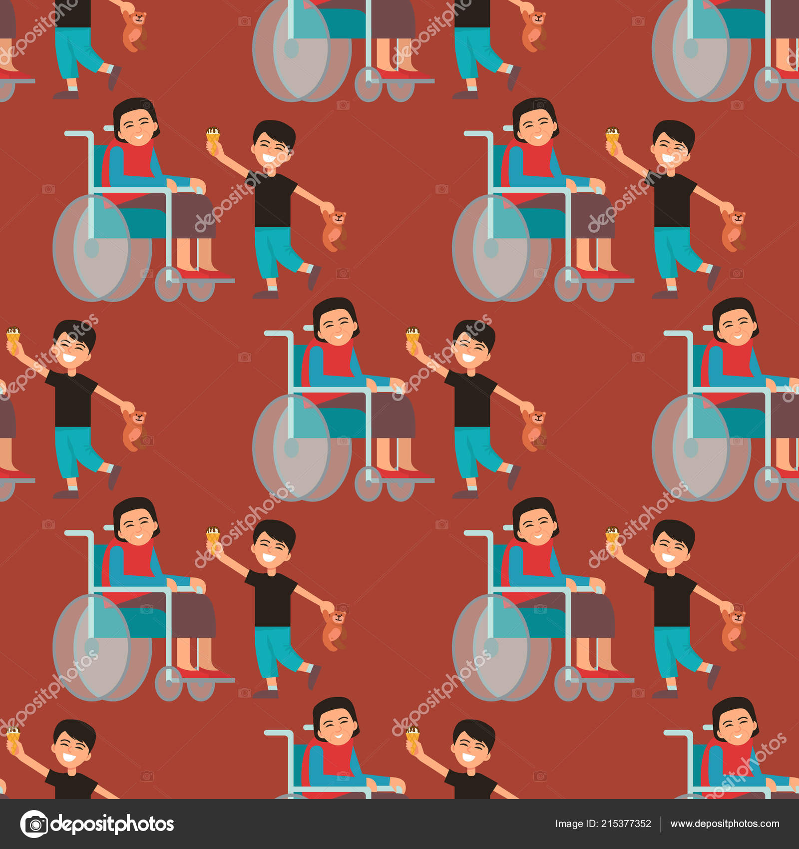 Disabled handicapped diverse people vector wheelchair invalid person ...