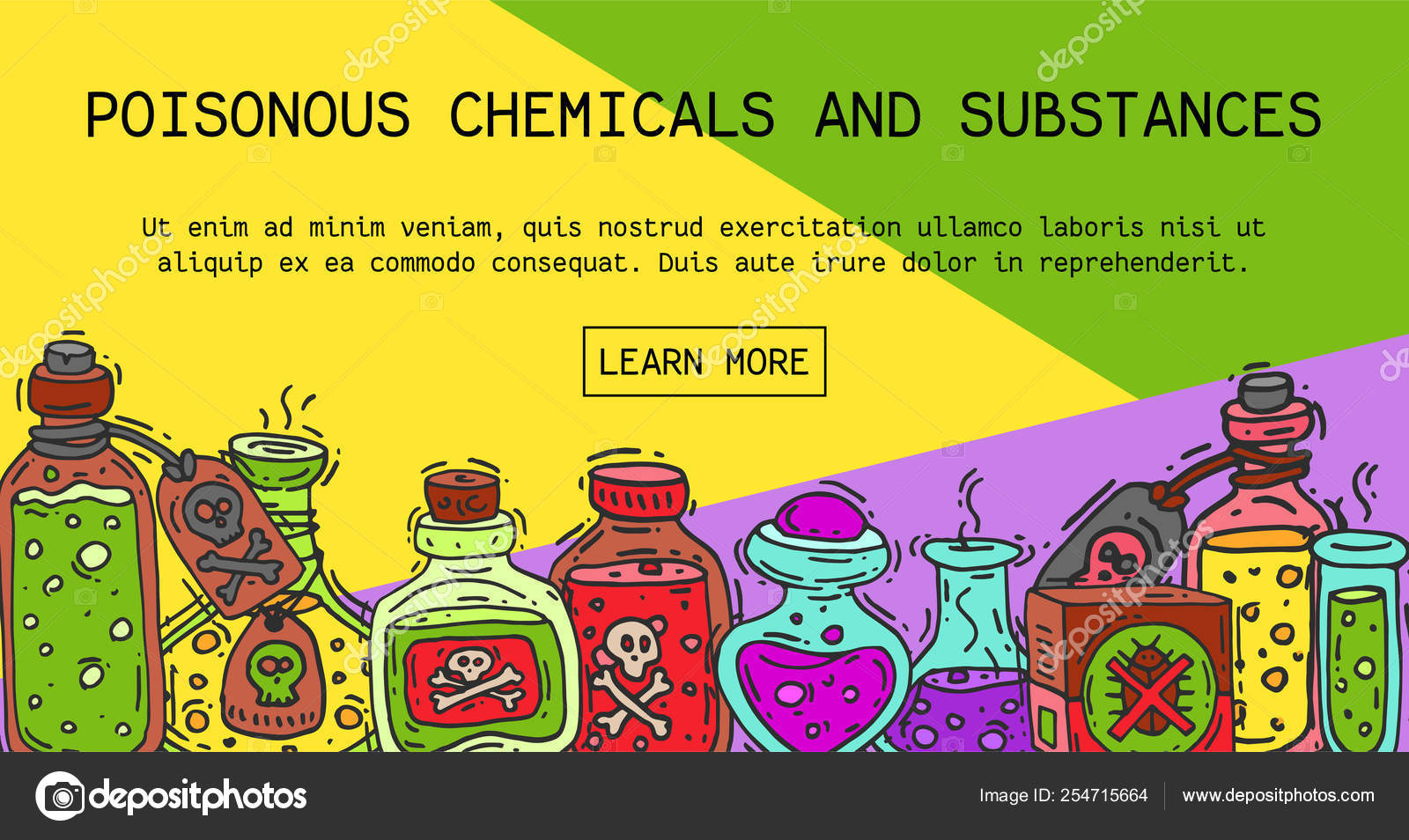 Poisonous chemicals and substances banner vector illustration ...