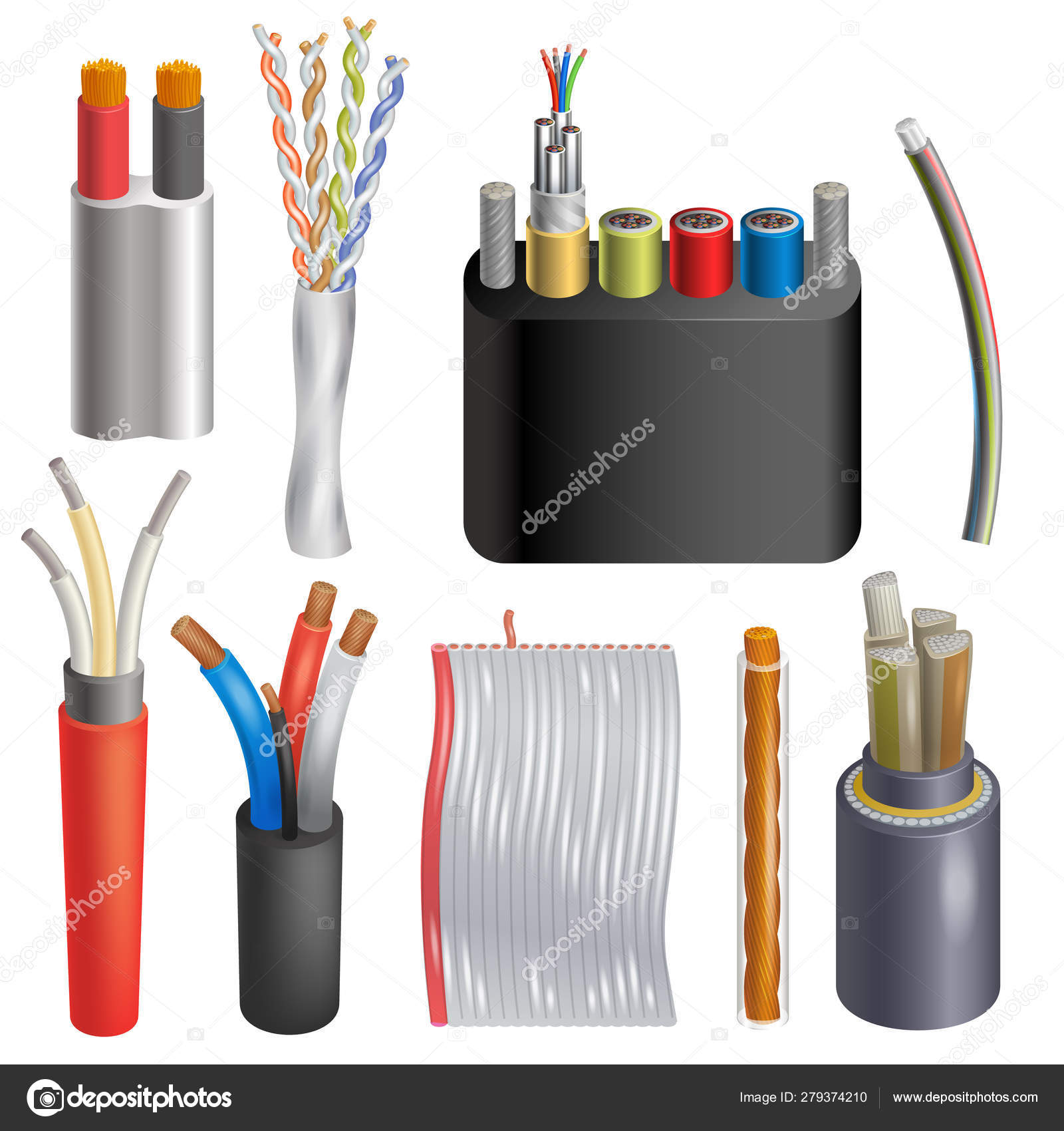 Cable vector cabled wire connection technology network illustration ...