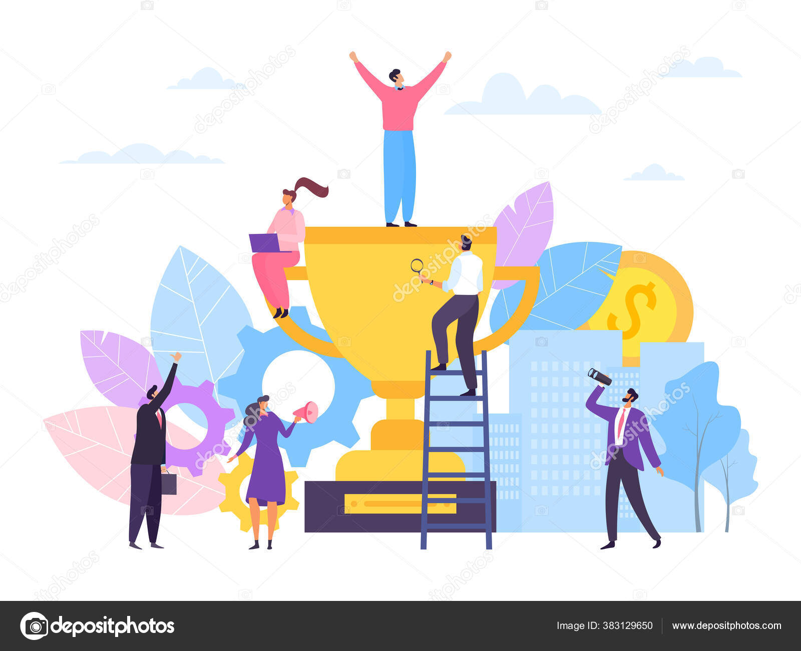 Teamwork Success Cartoon