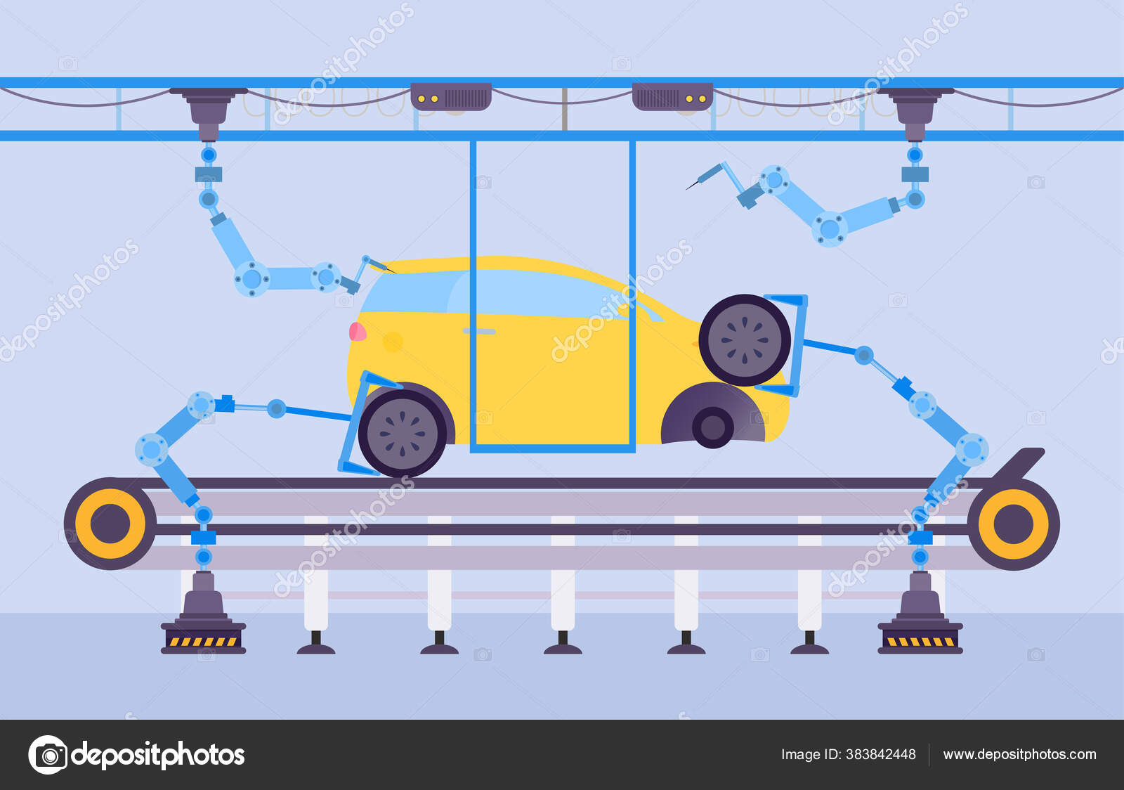 Car production factory concept vector Illustration. Automotive ...