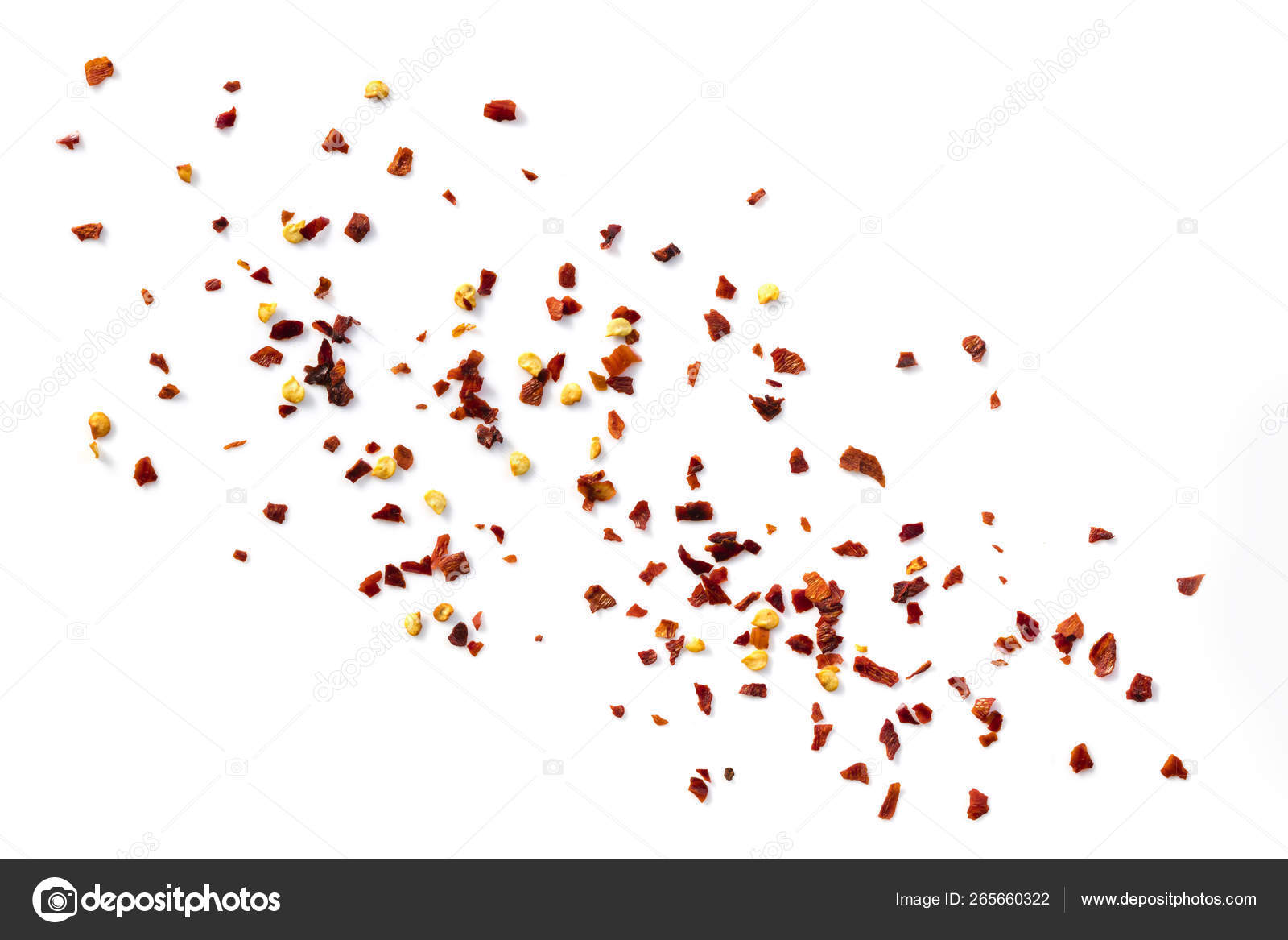 Chilli Flakes Scattered over White Background Top View Stock Photo by ...