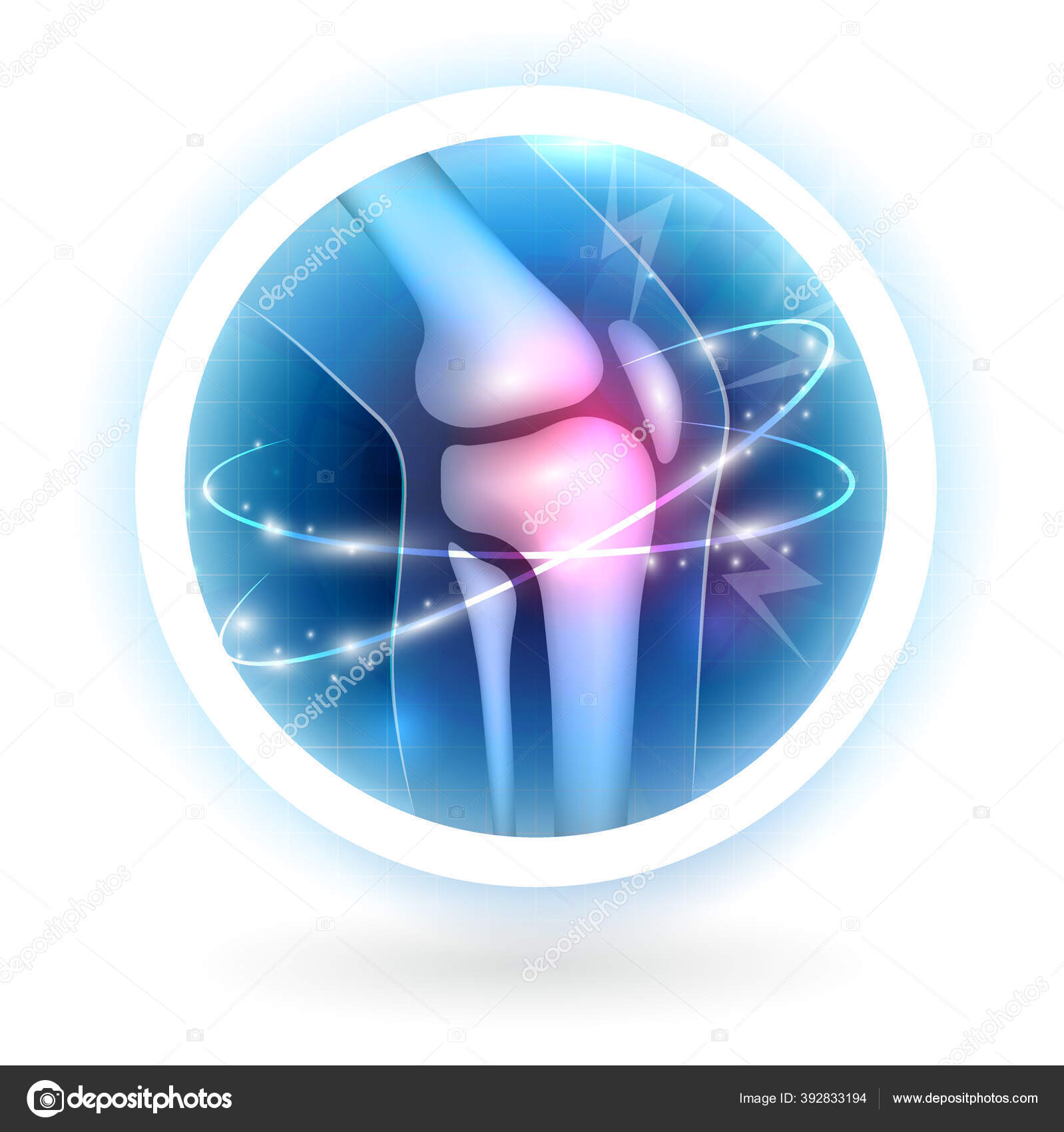 Knee Joint Repair Concept Icon Beautiful Blue Color Glow Stock Vector ...