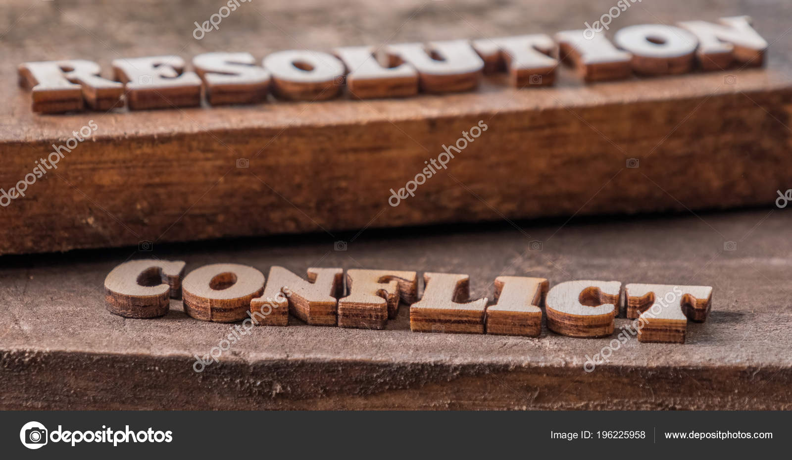 'Resolution' 'Conflict' Text Wooden Background Stock Photo by ...
