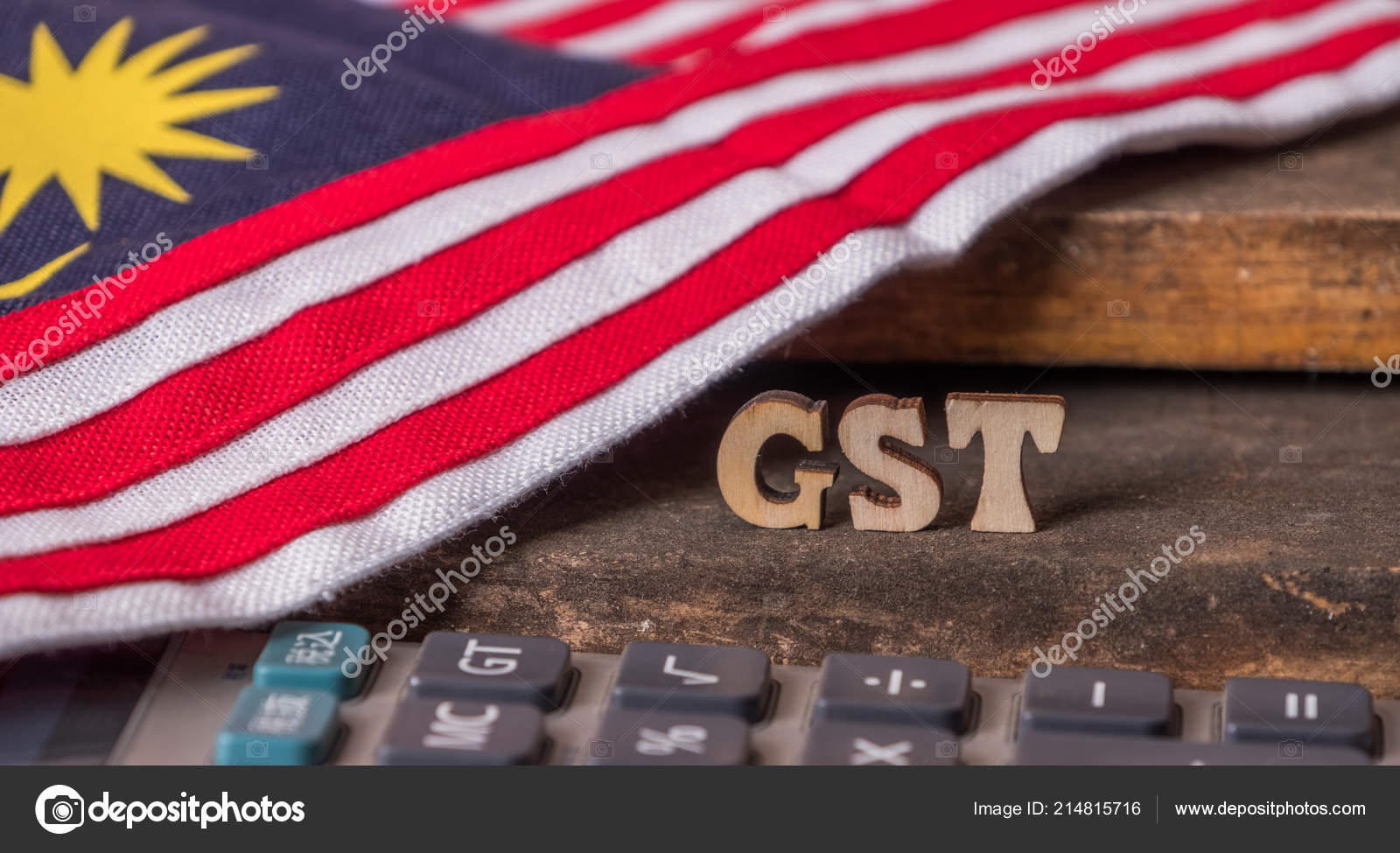 'Gst' Text Calculator Malaysian Flag Background — Stock Photo ...