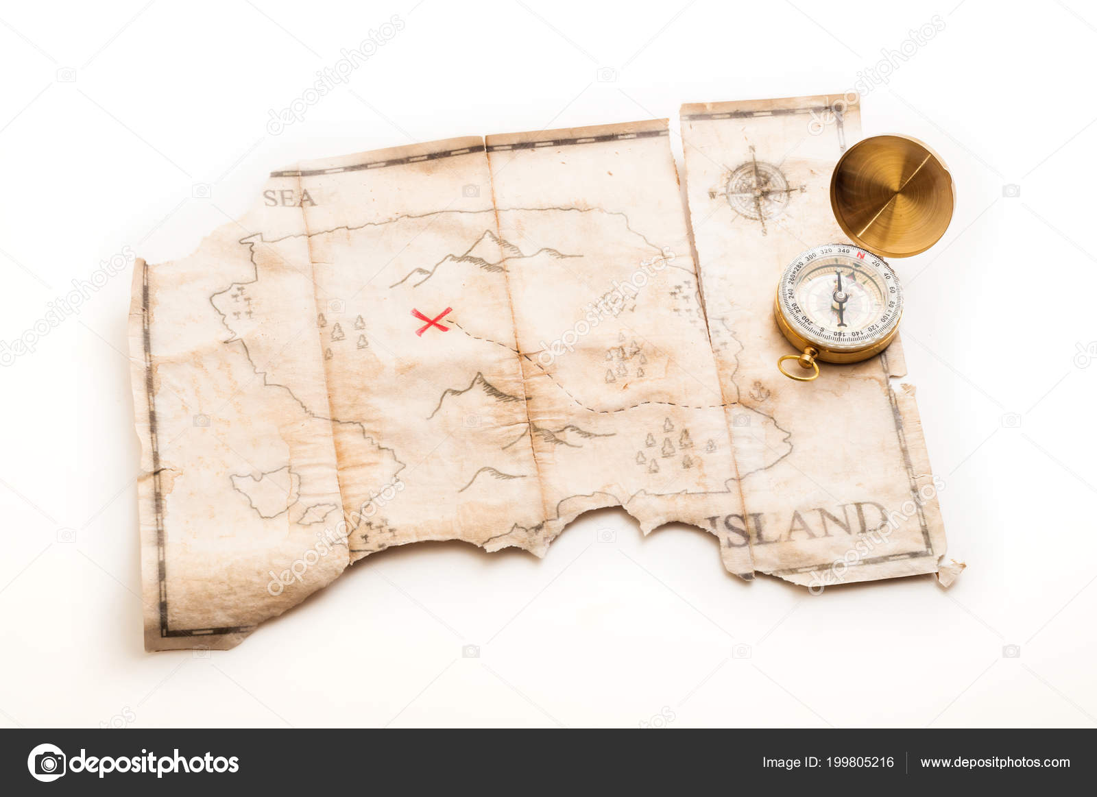 Compass Map Island Treasure Sign Stock Photo by ©gluber 199805216