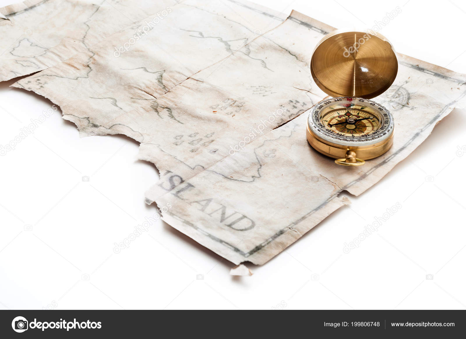 Compass Map Island Isolated White Background Stock Photo by ©gluber ...