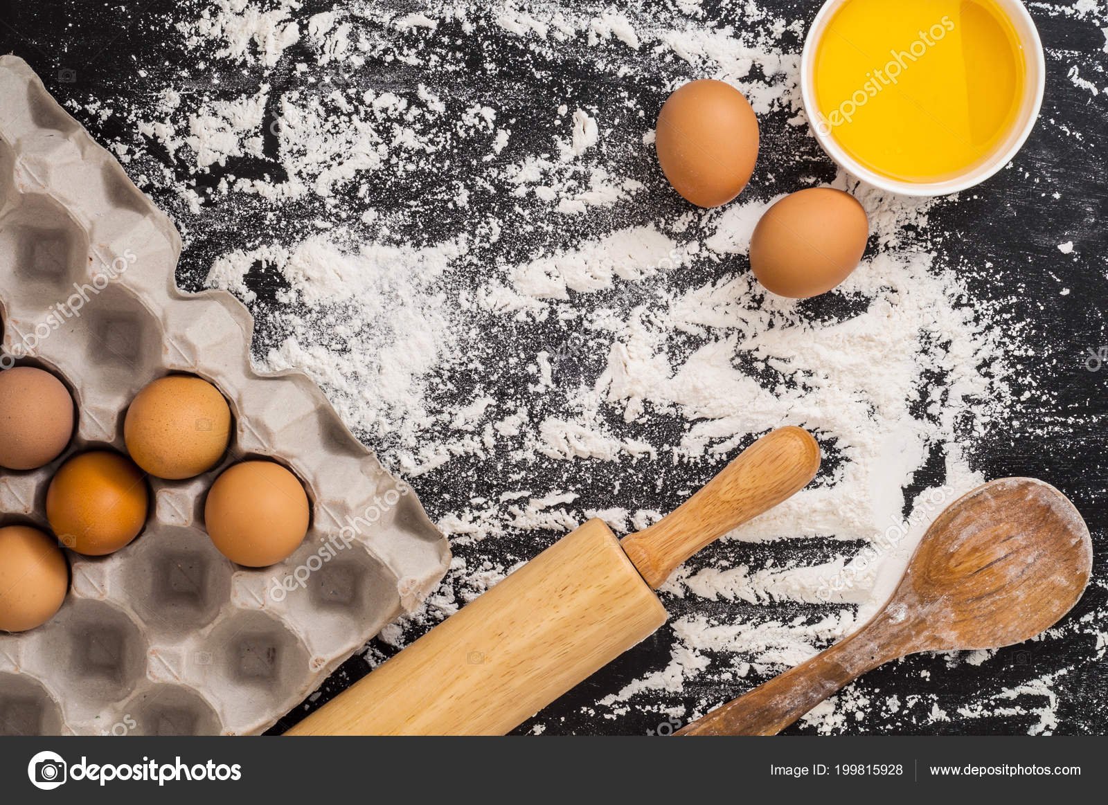 Set Baking Ingredients Black Background Stock Photo by ©gluber 199815928