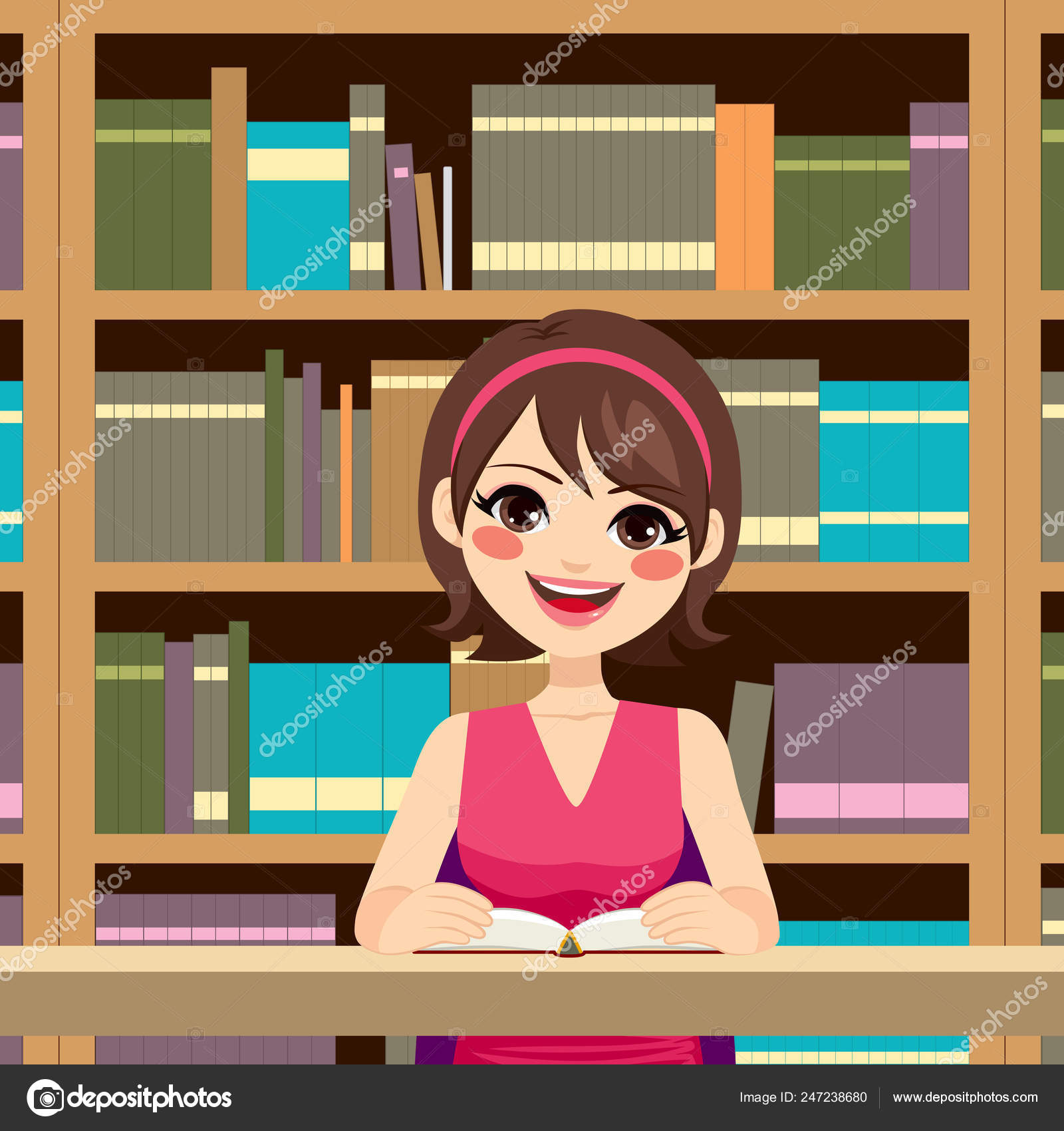 Students Studying In Library Clip Art