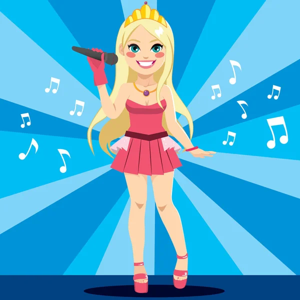 Blonde woman with microphone Vector Art Stock Images | Depositphotos