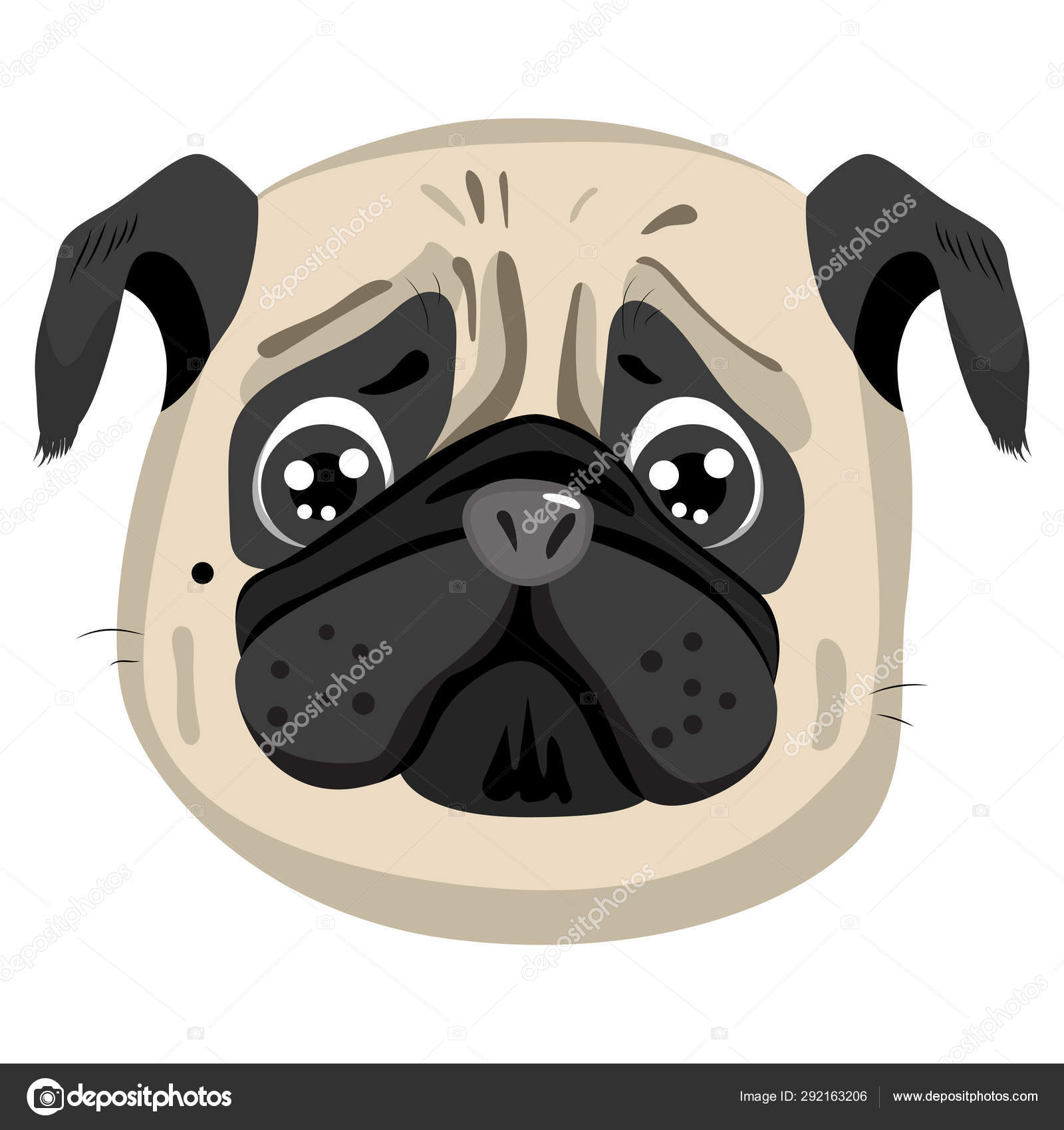 Pug Portrait Avatar Stock Vector by ©Kakigori 292163206