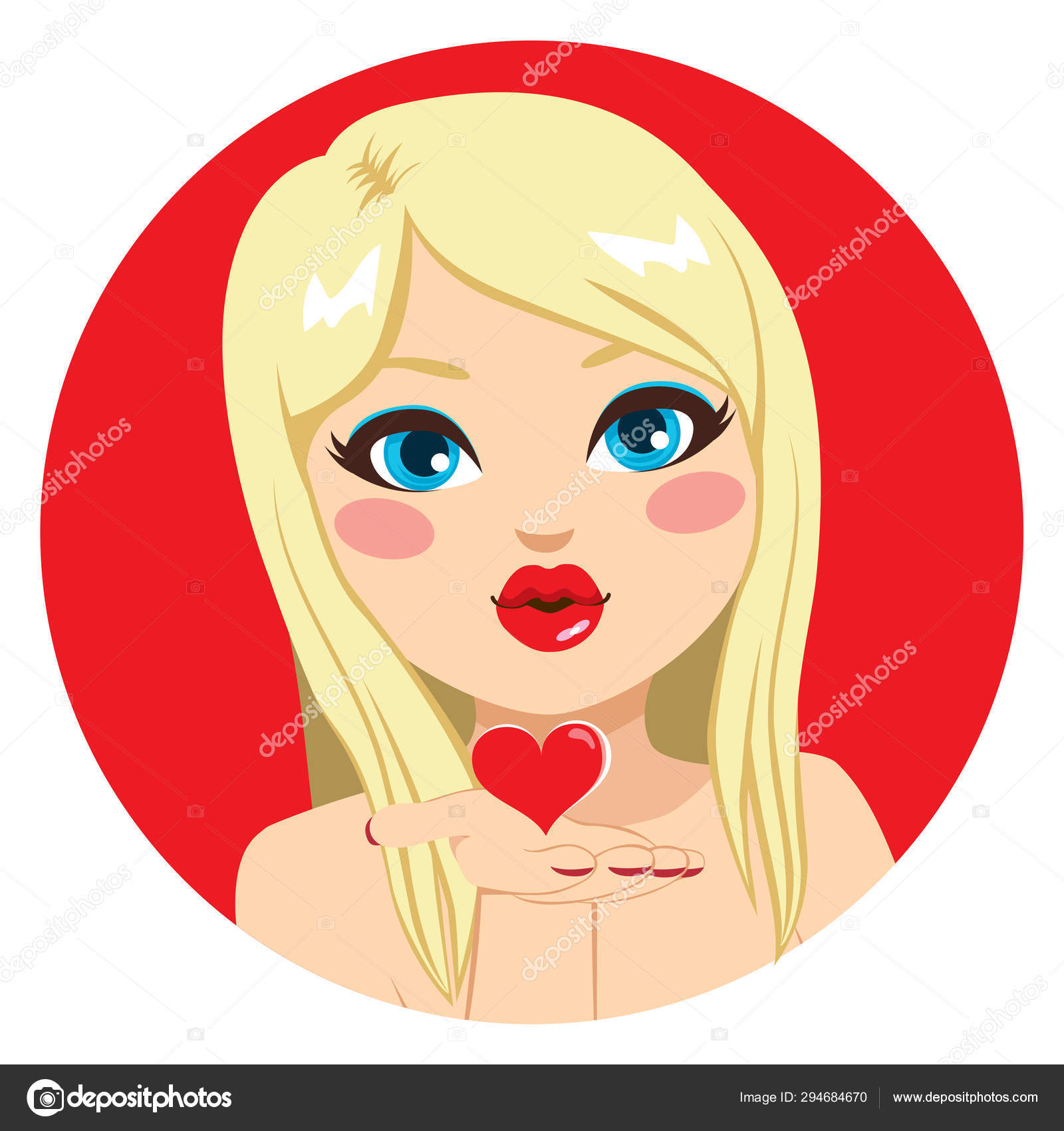 Woman Sending Kiss Stock Vector By ©kakigori 294684670