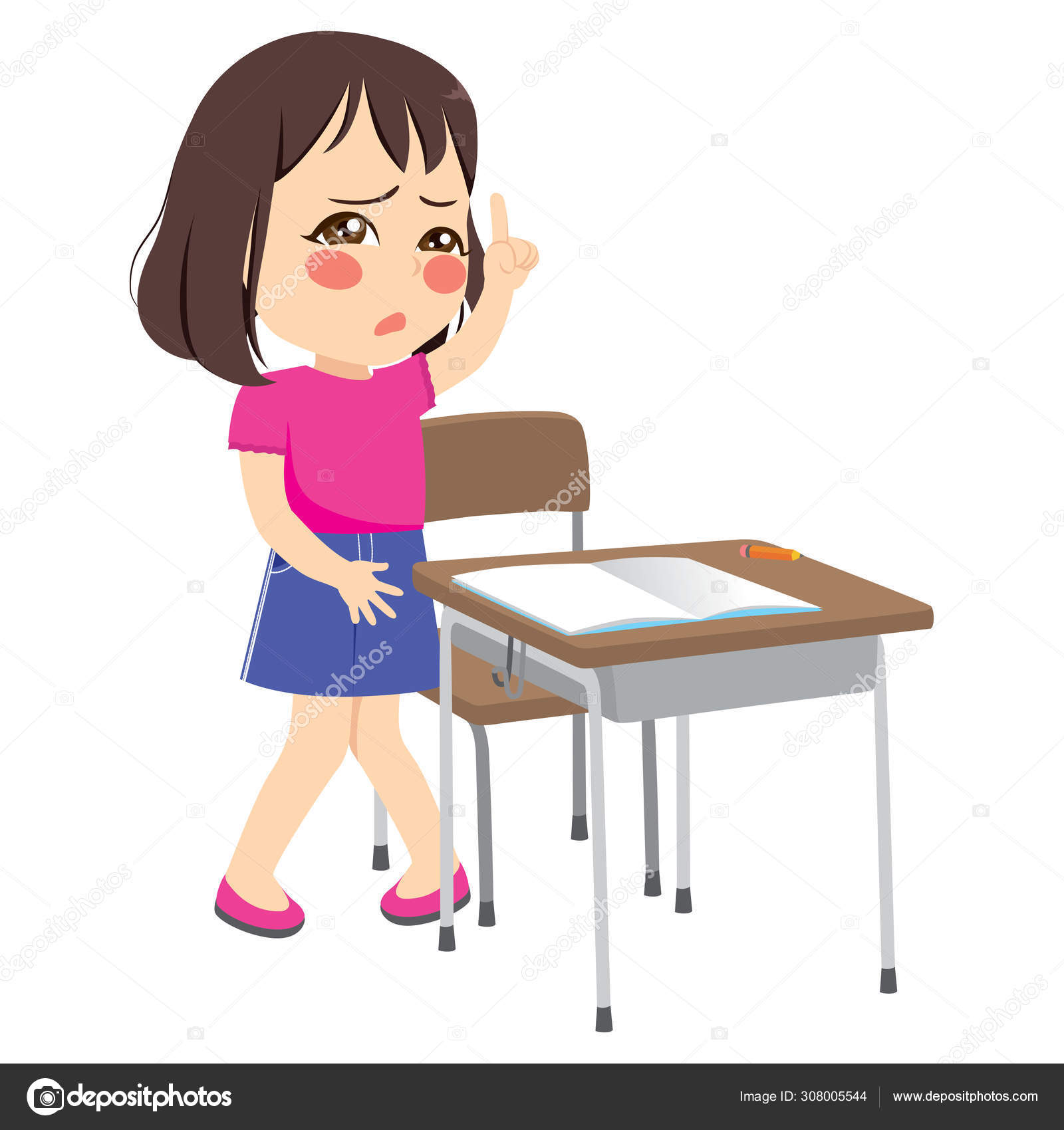 Estudiante pidiendo permiso Vector de stock por ©Kakigori 308005544