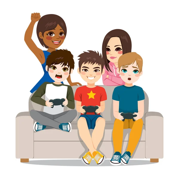 Kids Playing Video Games Clip Art