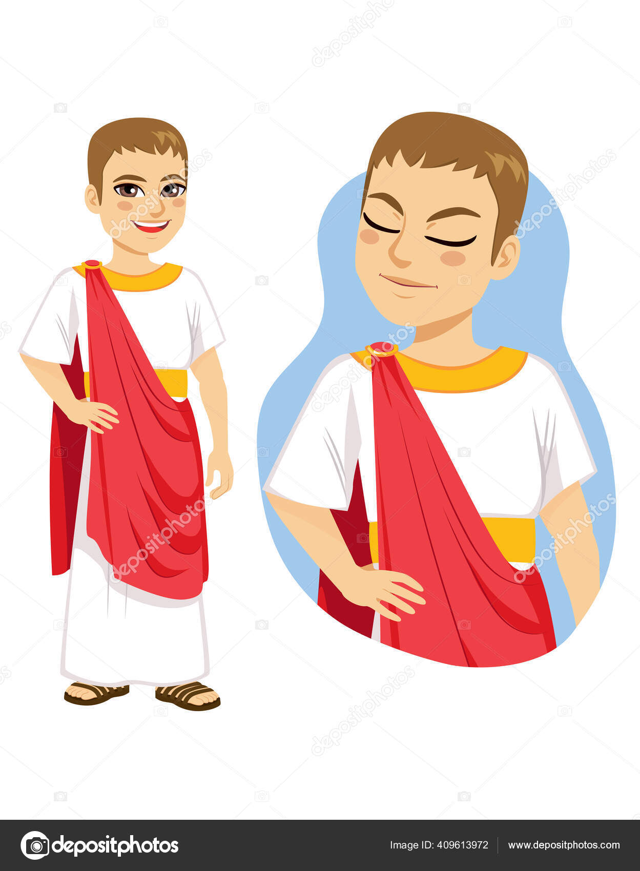 Illustration Rich Patrician Roman Citizen Standing Red Toga Gold ...