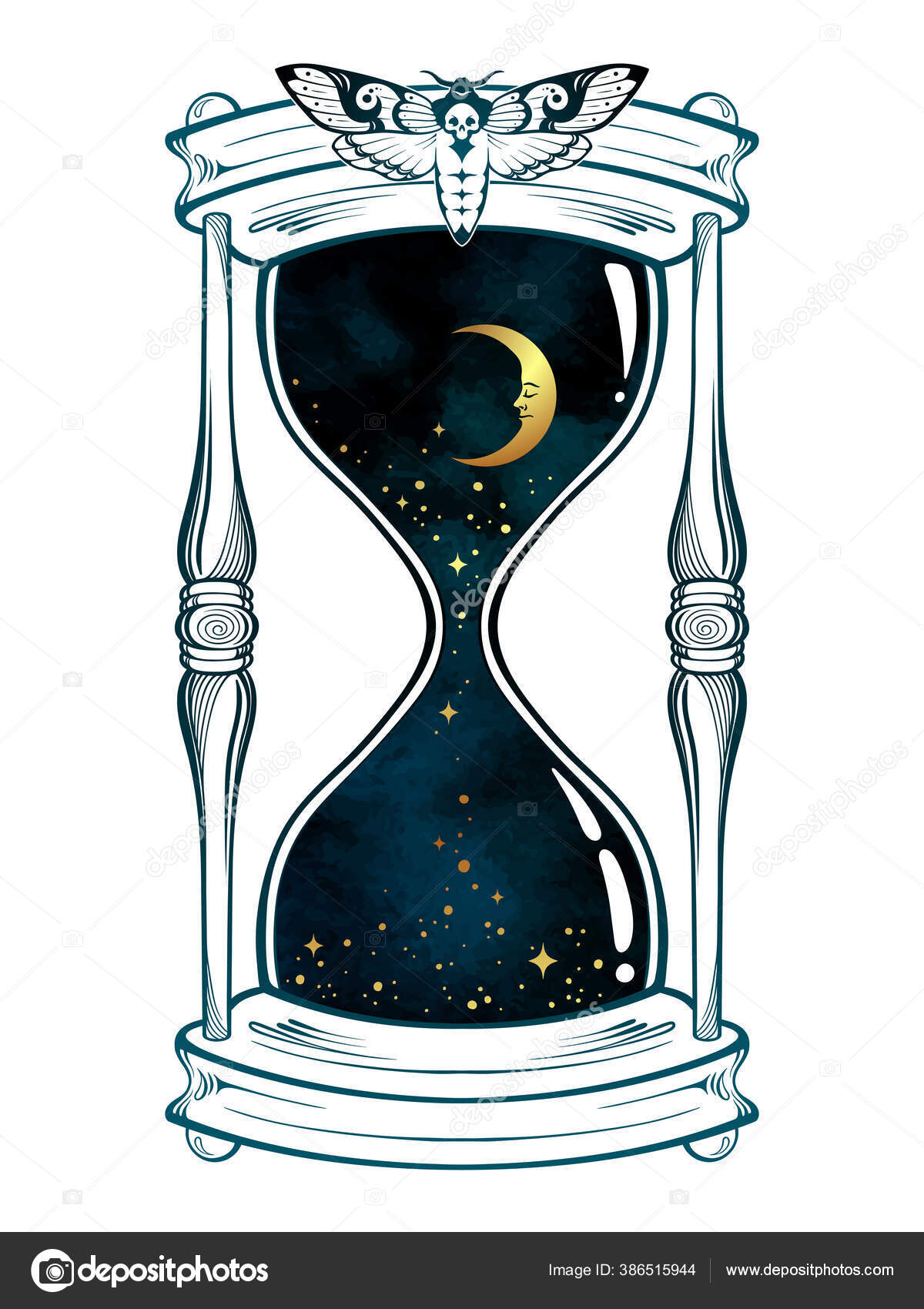 Broken Hourglass With Sand Pouring Out Tattoo